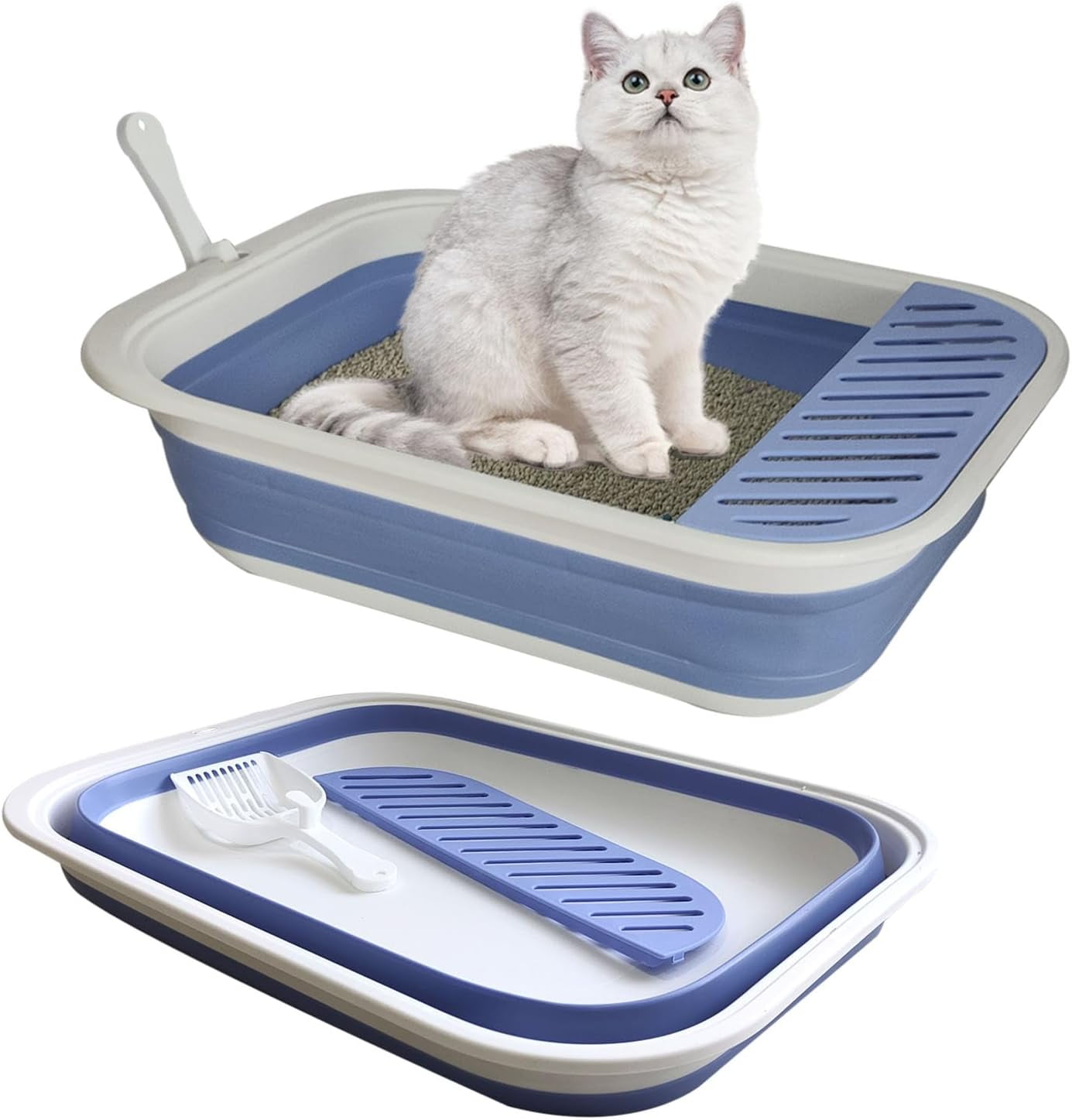 szetkilm Collapsible Kitten Litter Box,Low Entry Shallow Open Cat Potty ...