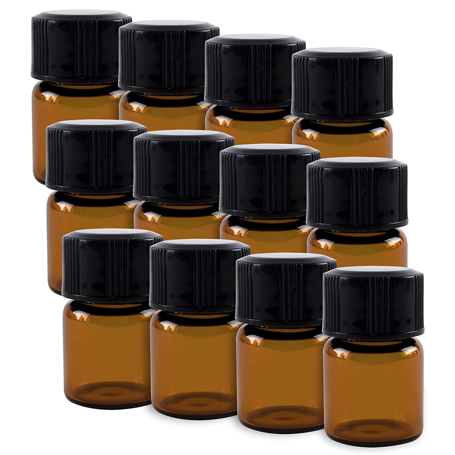 t 1ml (1/4 dram) Mini Amber Glass Vial Bottles with Orifice Reducer and ...