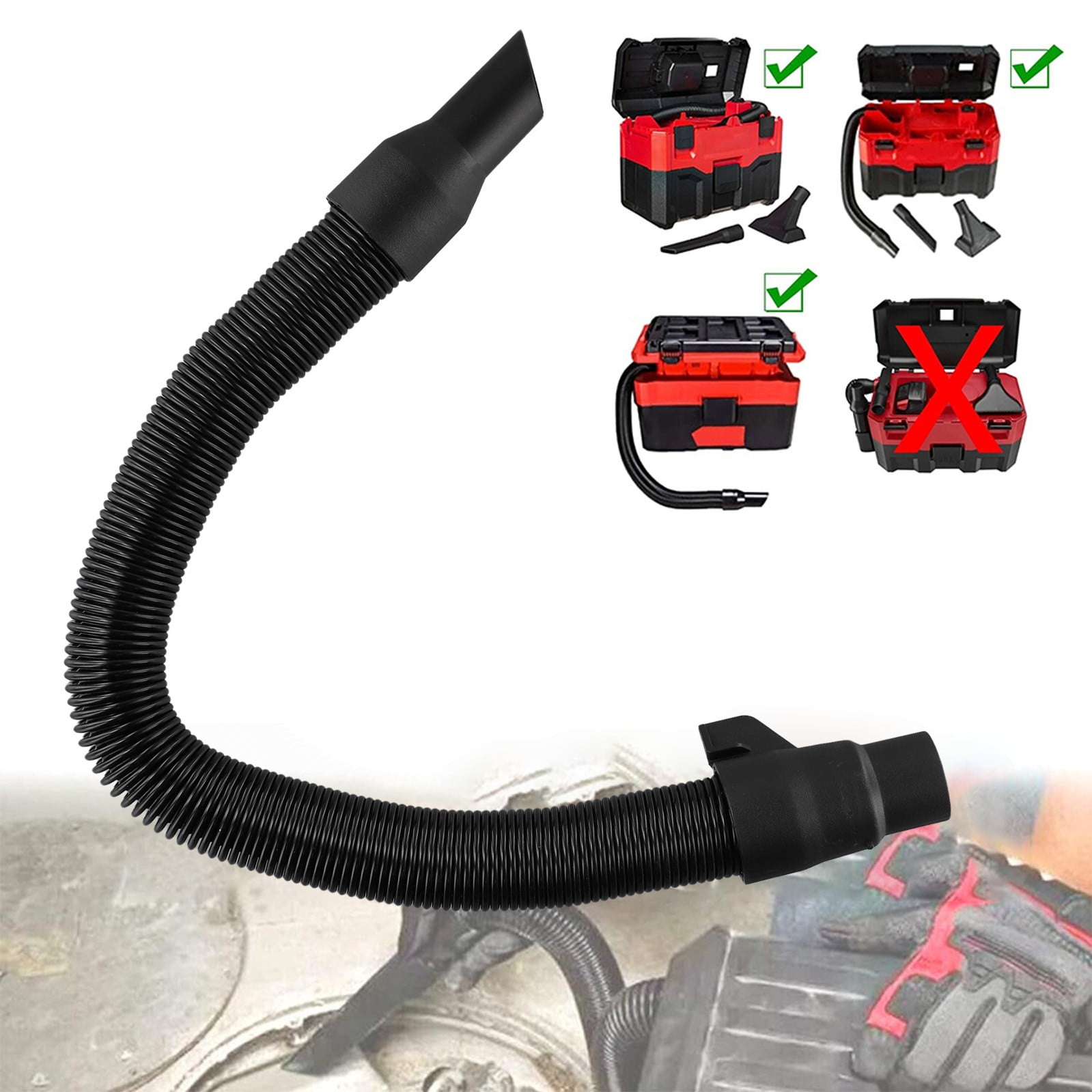 t/Dry Vacuum Hose Assembly Internal Storage Flexible Dust Debris Pick ...