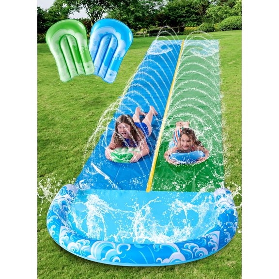 SYNCFUN 30ft x 6ft Water Slide, PVC Lawn Slip and Slide with Sprinklers ...