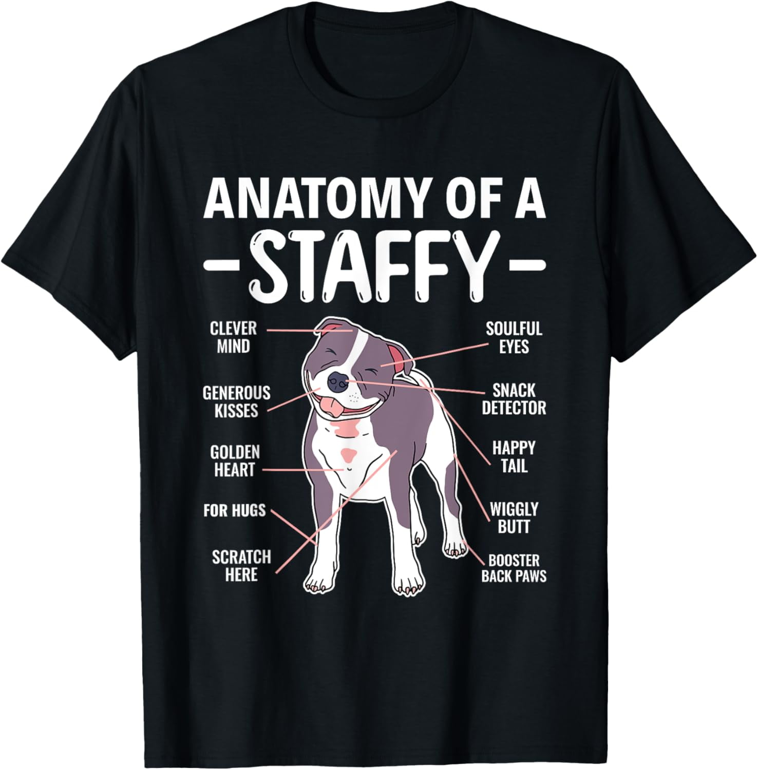 t-shirt Anatomy Of A Staffy Staffordshire Bull Terrier T-Shirt mens ...