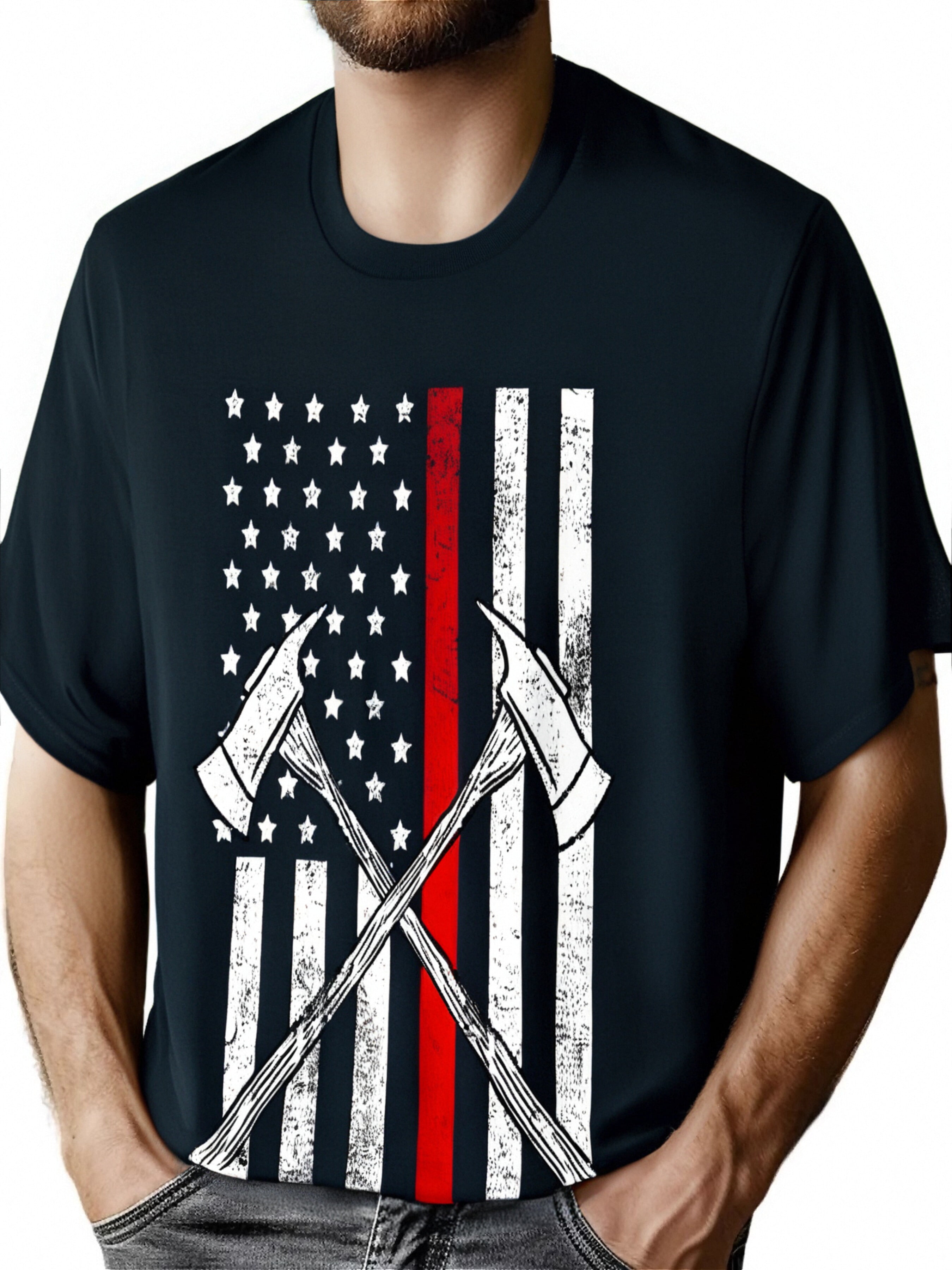 t-shirt Axe Thin Red Line US Flag Cool Firefighter USA Fireman Gift T ...