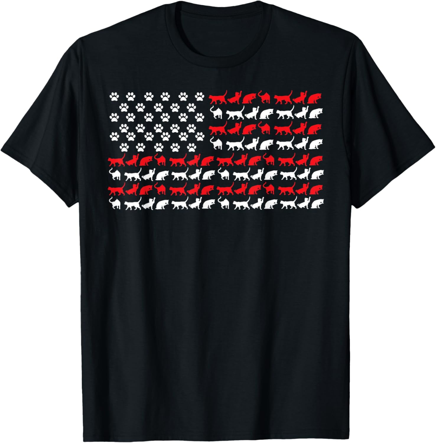 t-shirt Cat American Flag USA Paws Patriotic T-Shirt mens，black，women ...