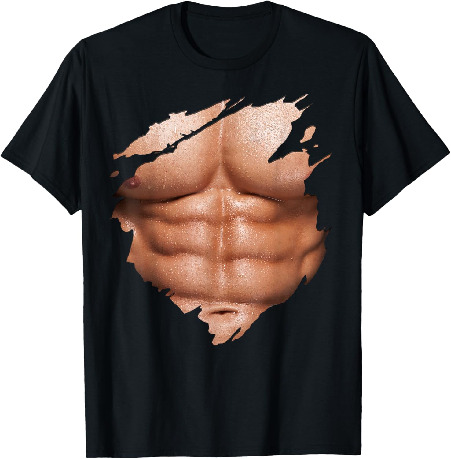 t-shirt Chest Six Pack Abs Muscles Bodybuilder T-Shirt mens，black，women ...