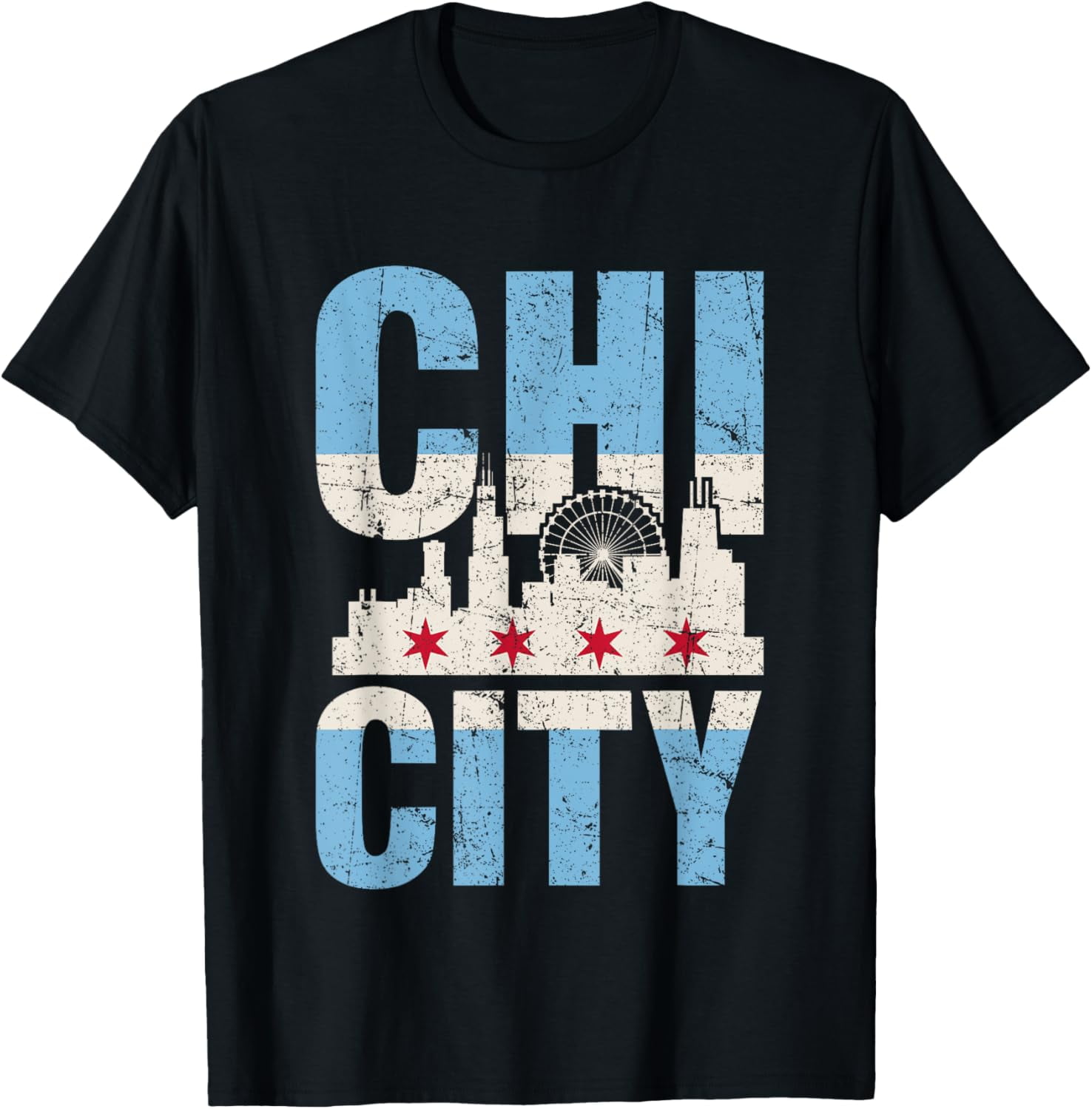 t-shirt Chicago Illinois Flag Skyline Shirt USA City Silhouette Tee T ...