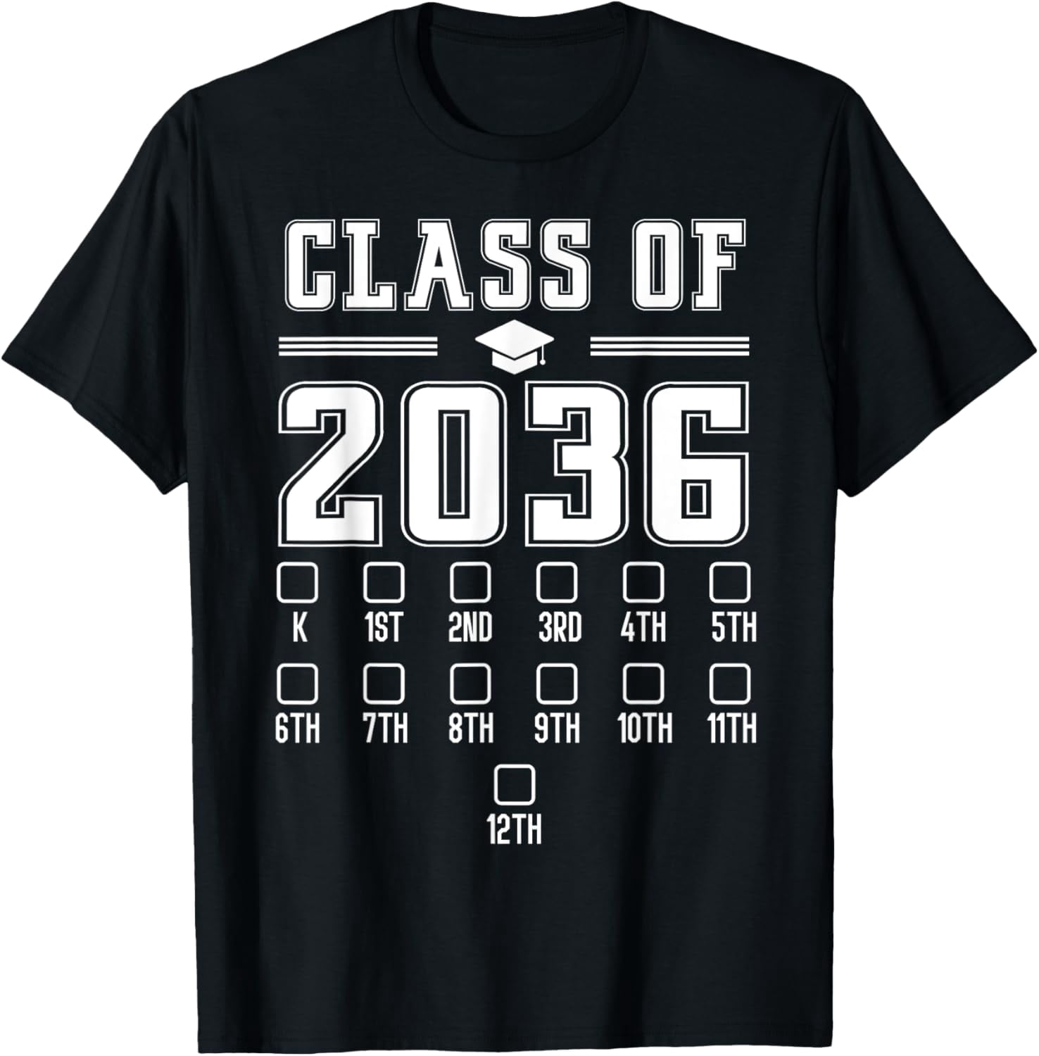 t-shirt Class of 2036 Grow With Me First Day of School Check Mark T ...