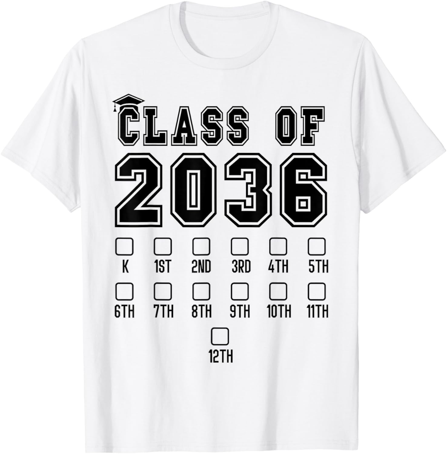 t-shirt Class of 2036 Grow With Me First Day of School Check Mark T ...