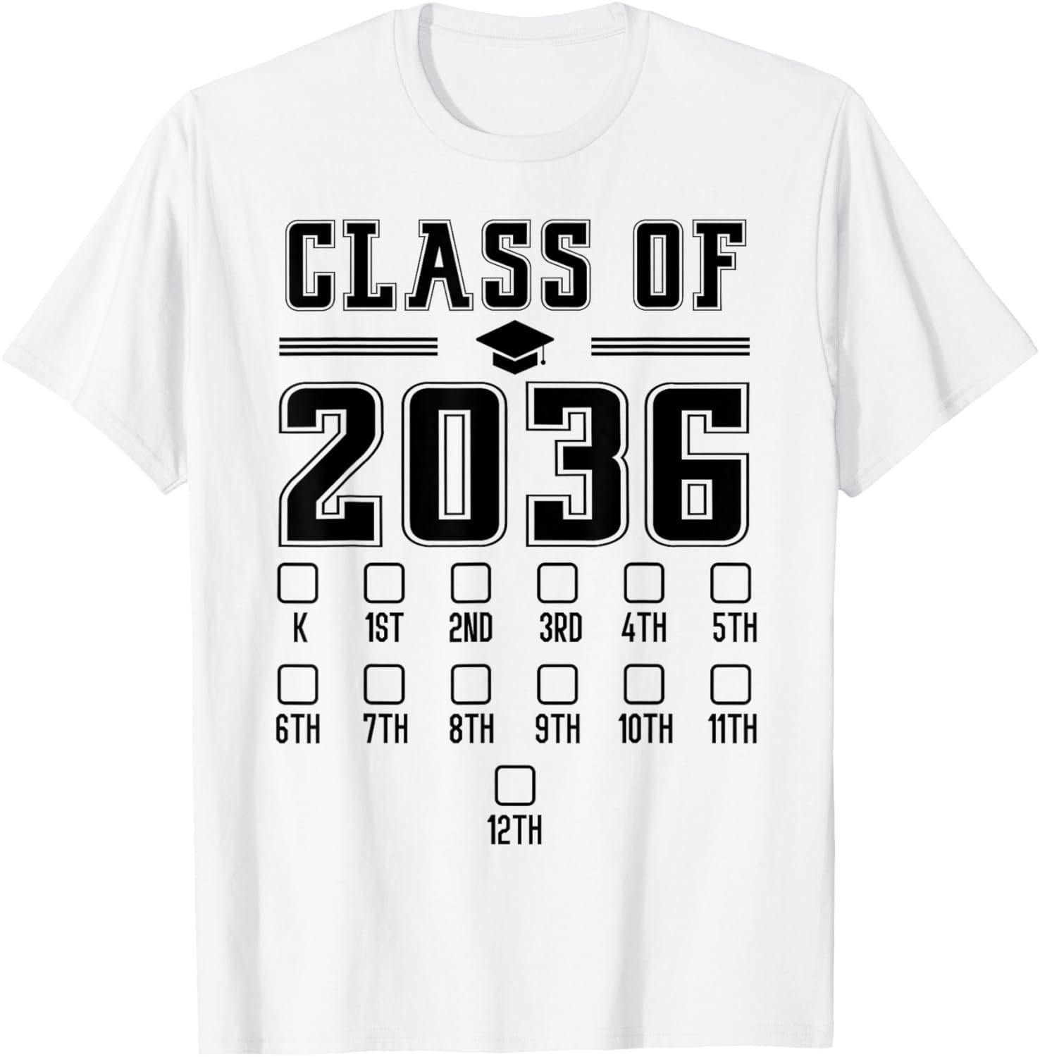 t-shirt Class of 2036 Grow With Me First Day of School Check Mark T ...