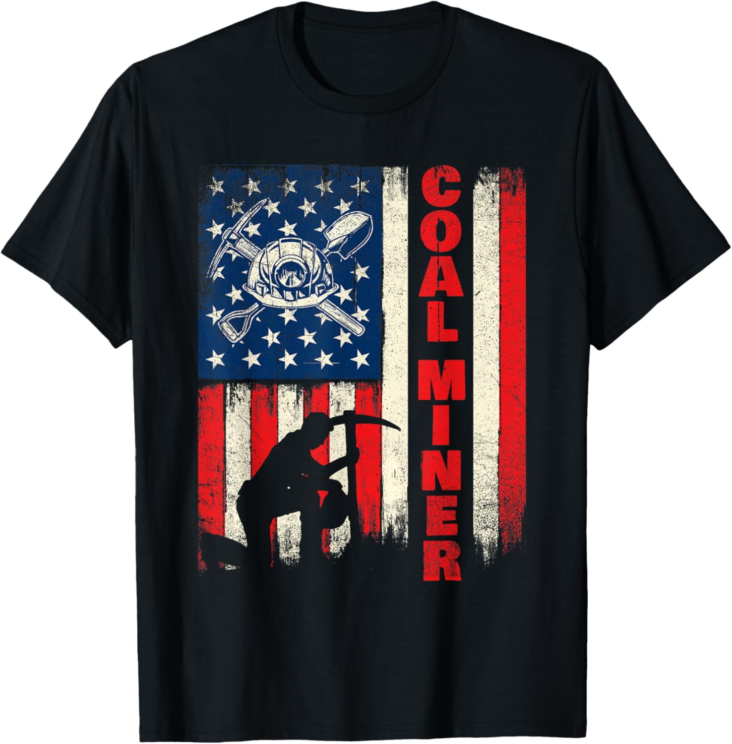 Coal Miner - Patriotic USA Flag Pitman Underground Mining T-Shirt ...