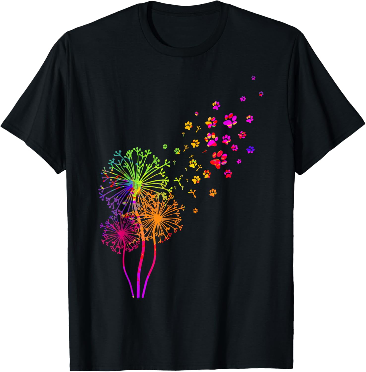 t-shirt Dandelion Paw Print T-Shirt mens，black，women，funny，journey，Crew ...