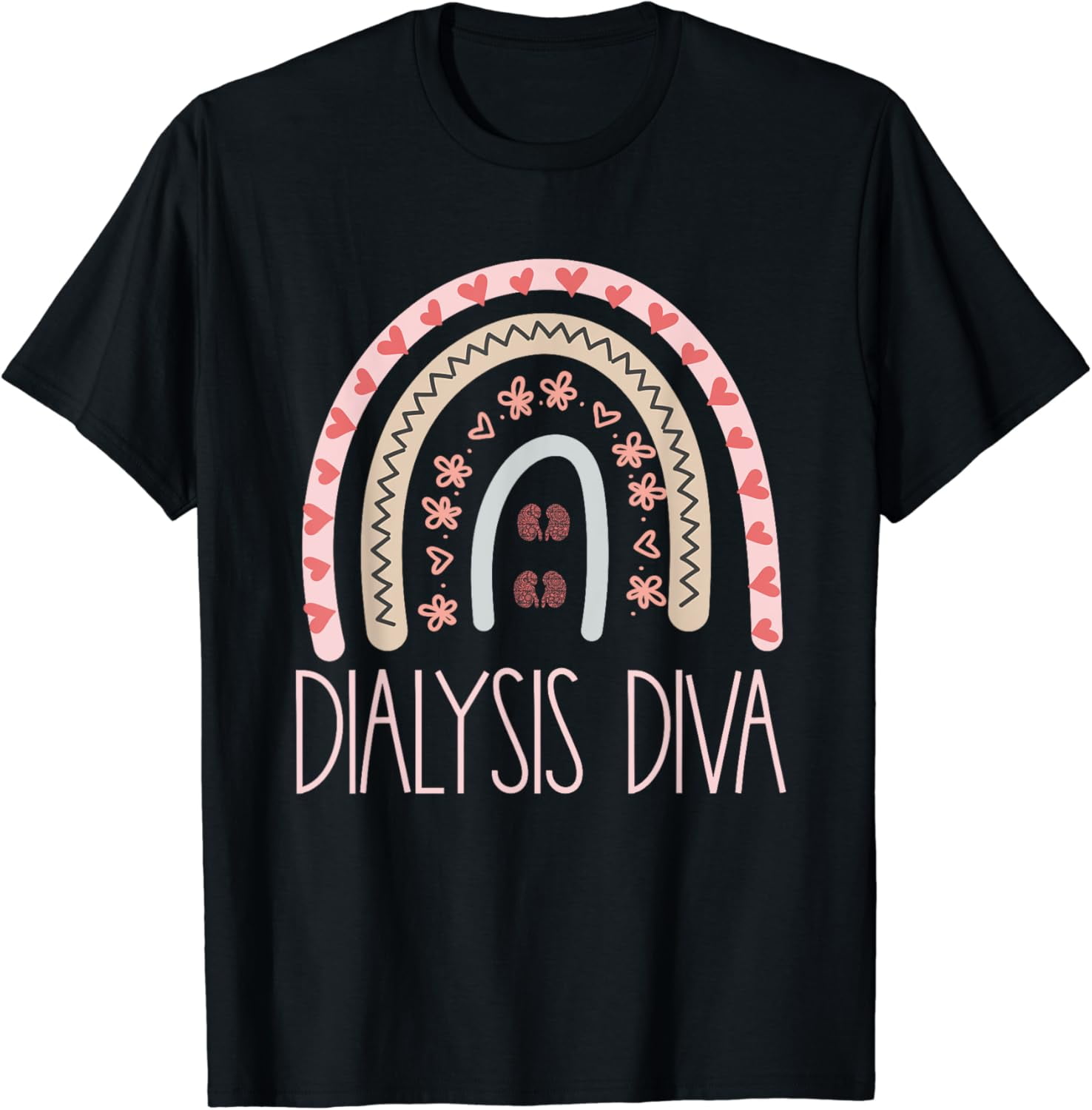 t-shirt Dialysis Technician Dialysis Diva Bohemian Rainbow Kidney T-Shirt mens t shirt，black ...