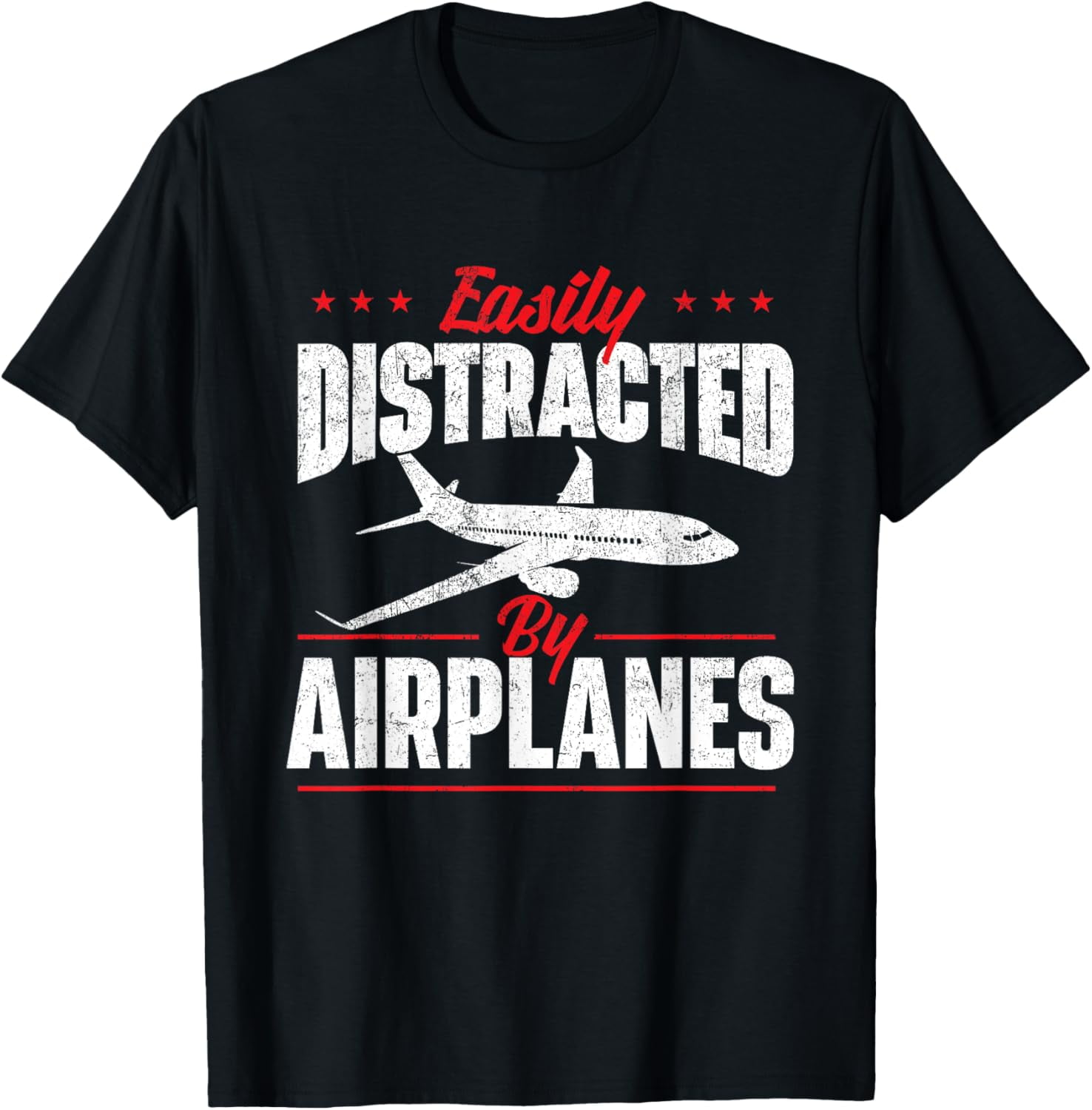 Easily Distracted By Airplanes - Aircraft Fan Airline Pilot T-ShirtMen ...