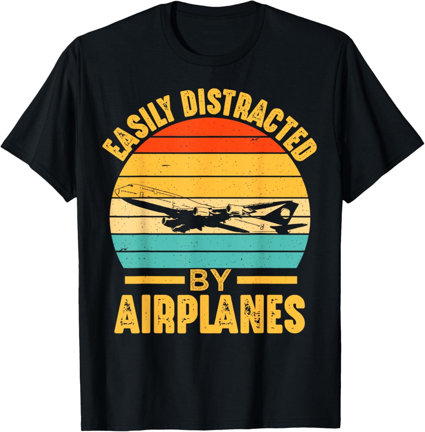 t-shirt Easily Distracted By Airplanes Pilot Funny Aviation T-Shirt ...
