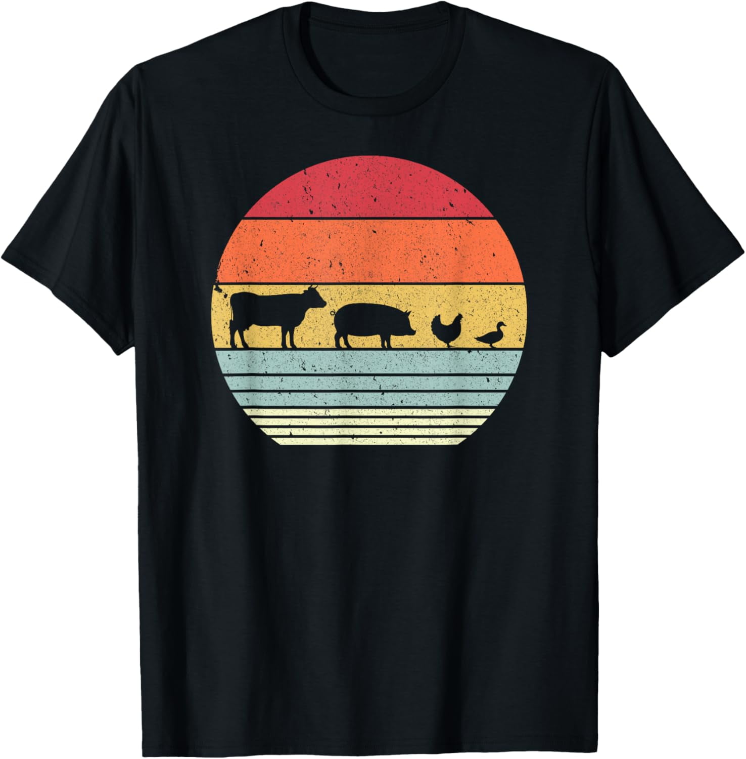 t-shirt Farm Animals Shirt. Retro Cow, Pig, Chicken & Duck T-Shirt mens ...