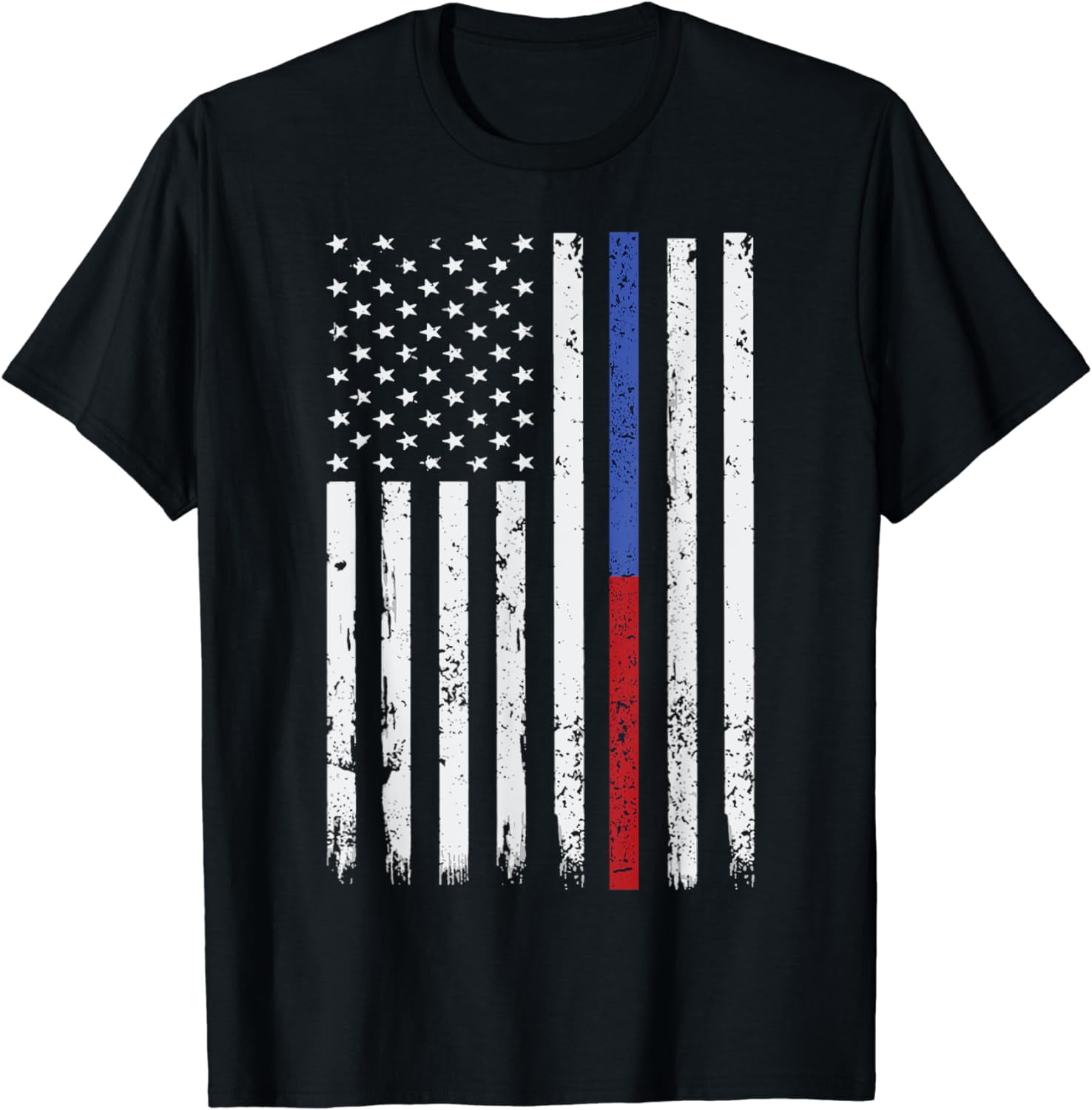 t-shirt Firefighter & Police Officer Thin Red & Blue Line USA Flag T ...