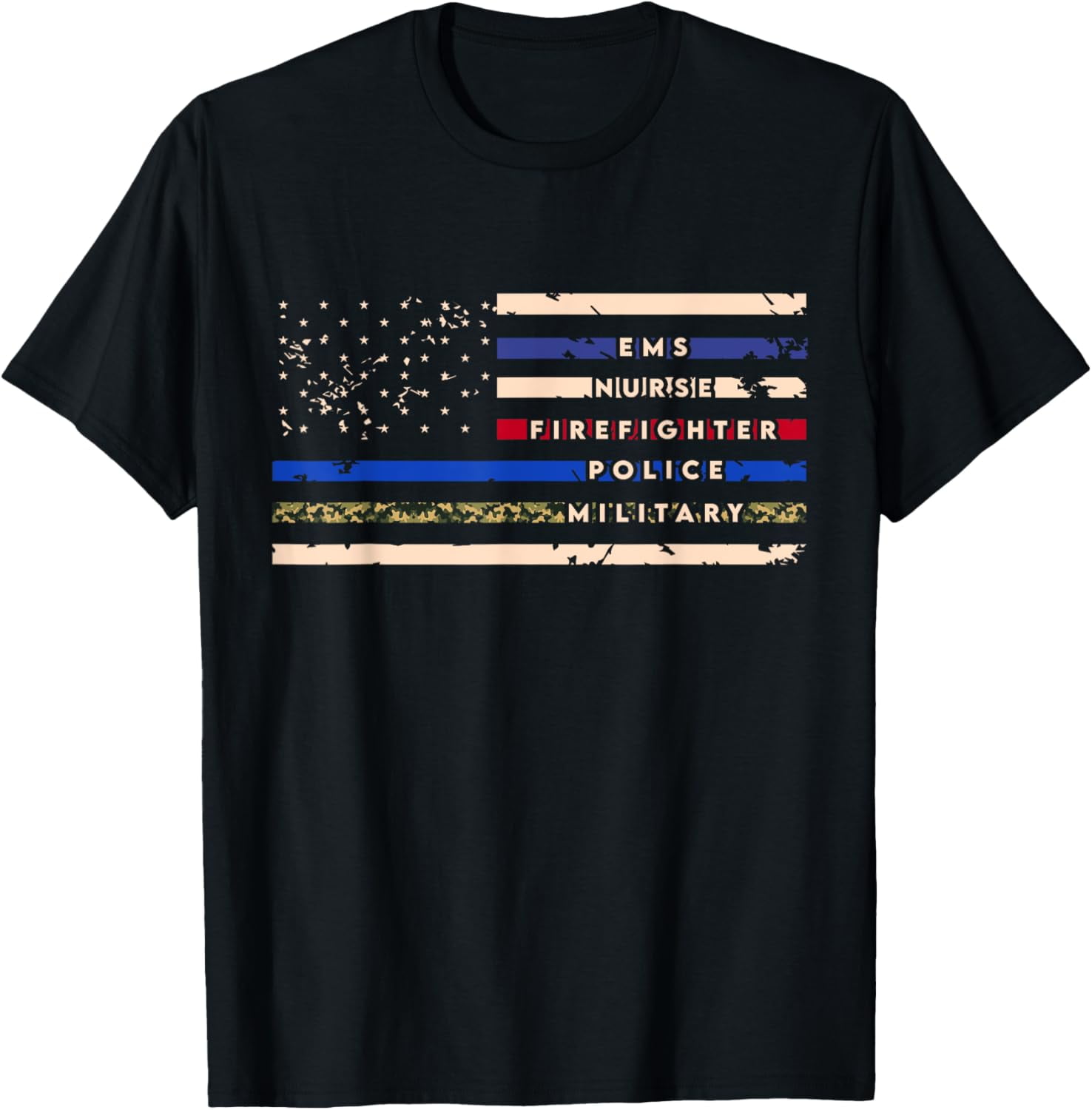 t-shirt First Responders Hero Flag Nurse EMS Police Fire Military T ...