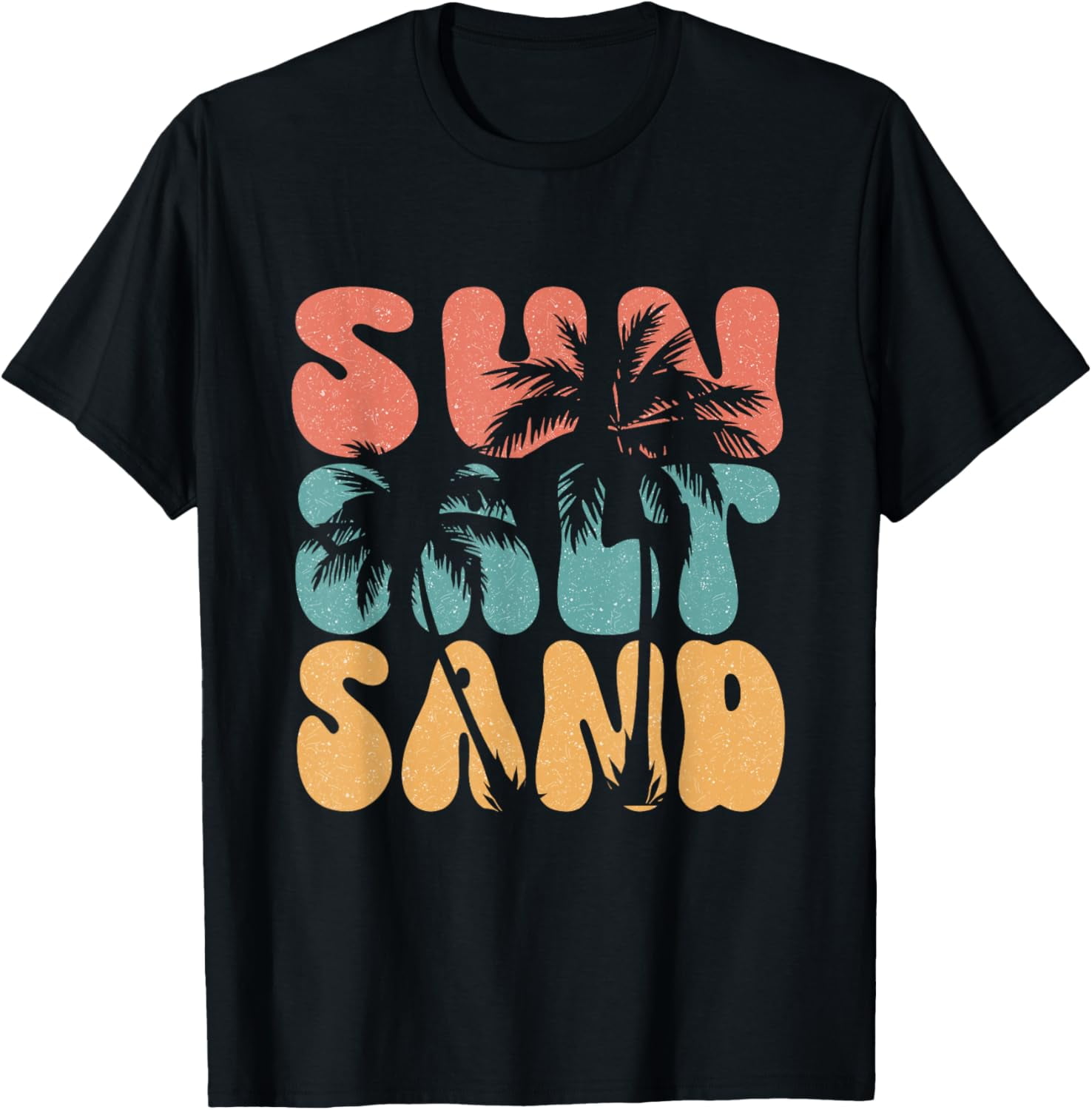 t-shirt Groovy Sun salt sand Summer Vacation T-Shirt mens，black，women ...