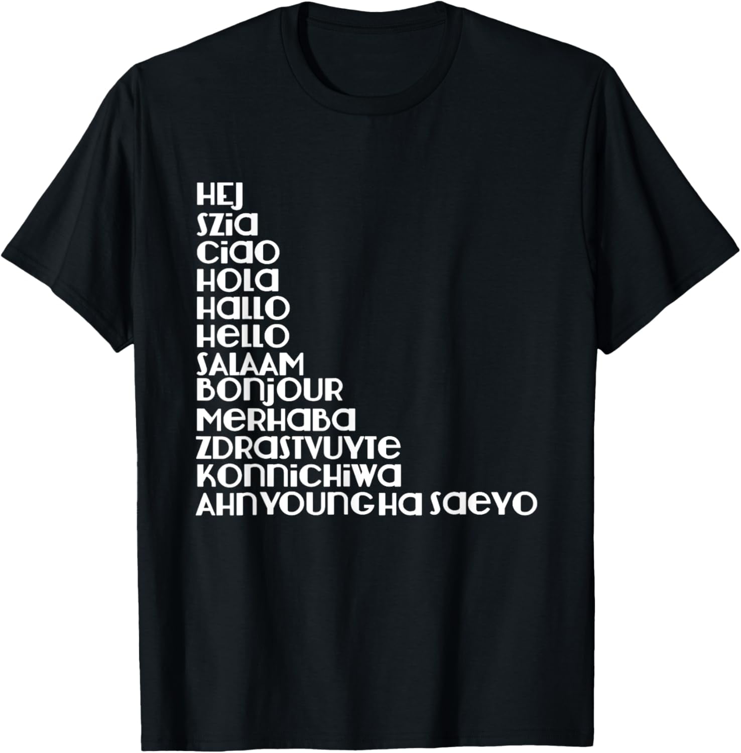t-shirt Hello Different Languages T-shirt Greetings Tee mens，black ...
