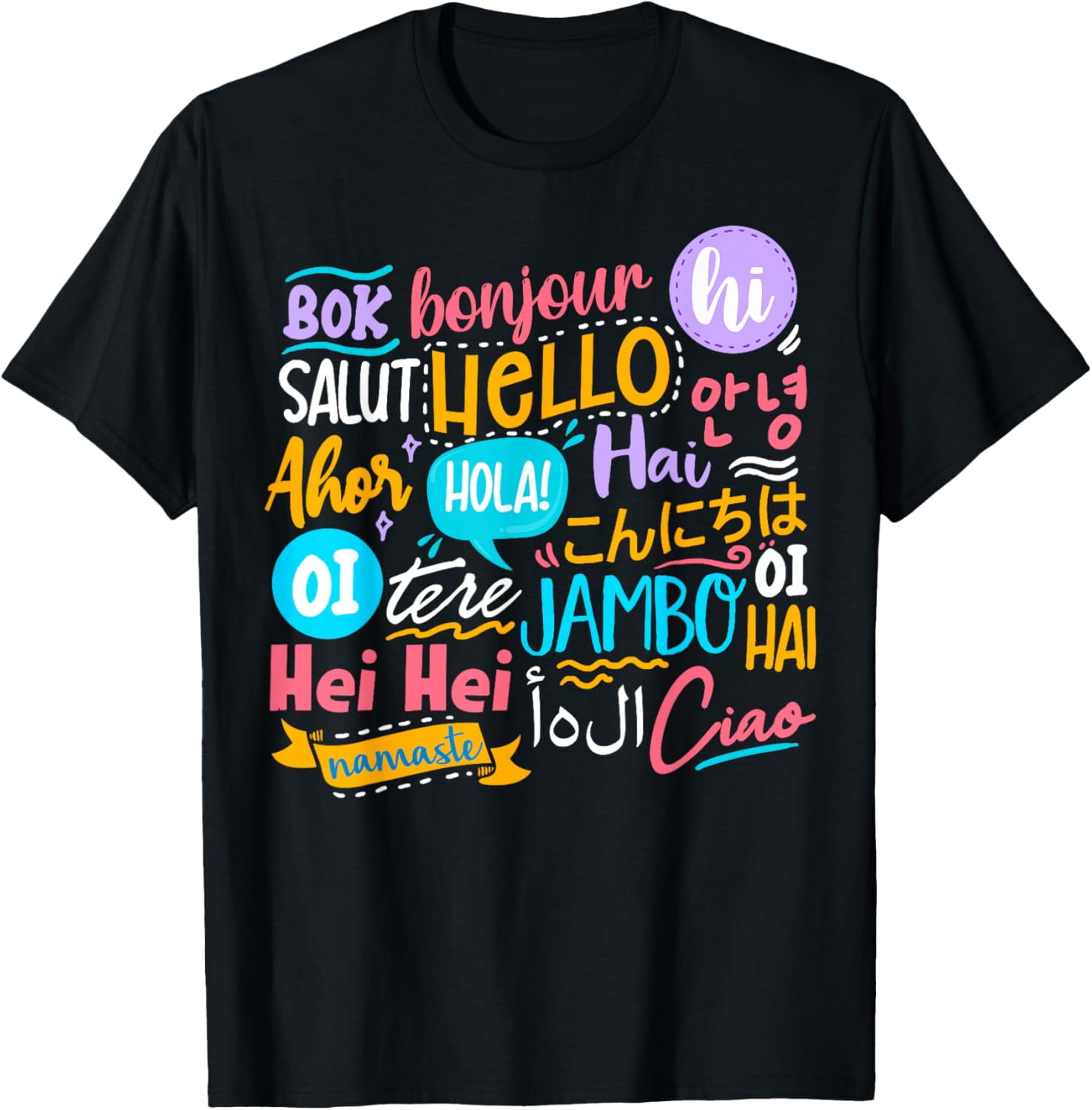 t-shirt Hello Word in Different Languages Travel and Teacher T-Shirt ...