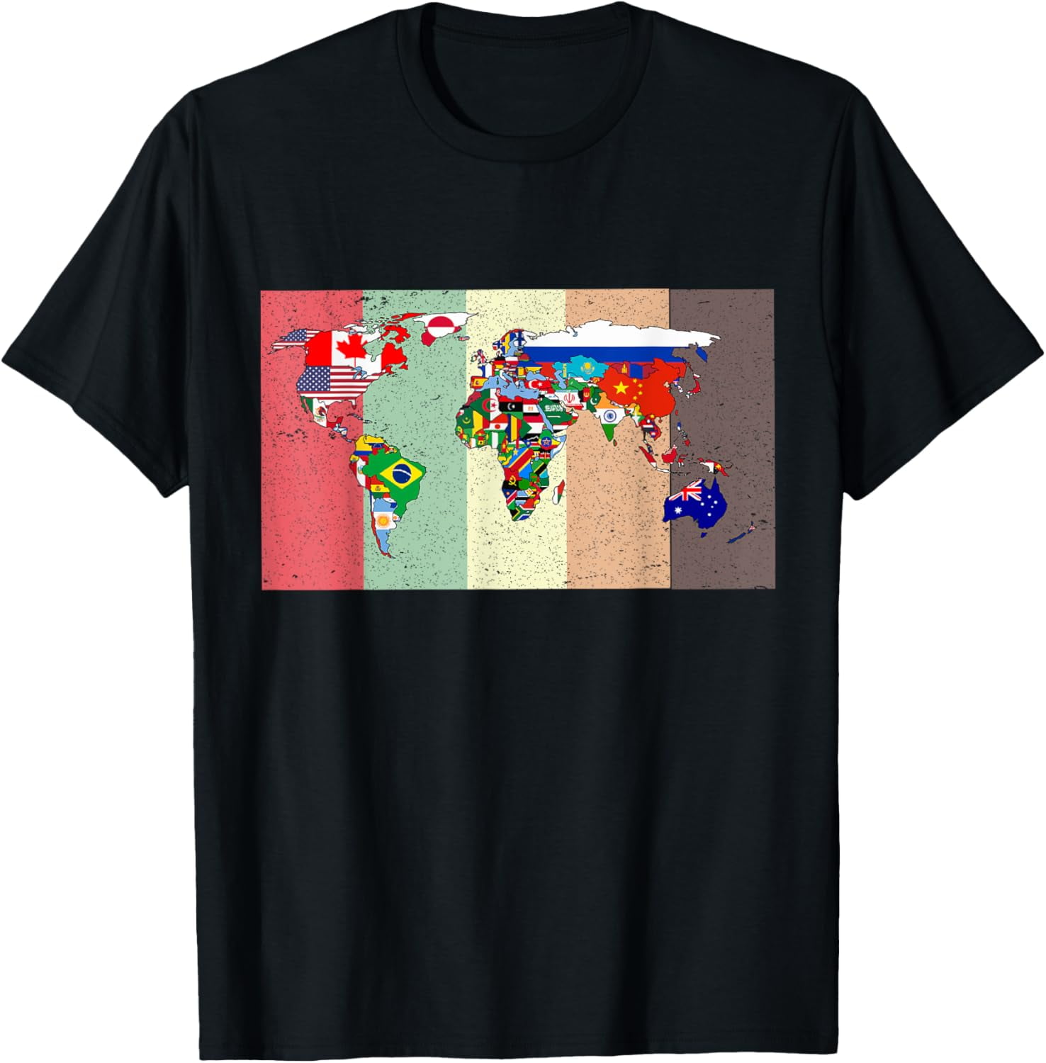 t-shirt International World Map Flags Of The World Multicultural T ...