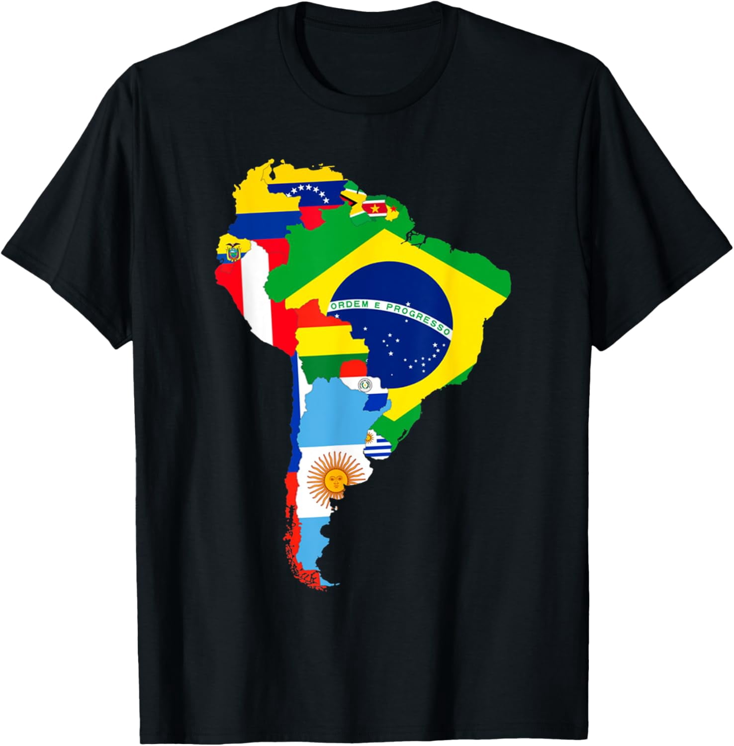 t-shirt Latin South America Continent Map Flags T-Shirt mens，black ...