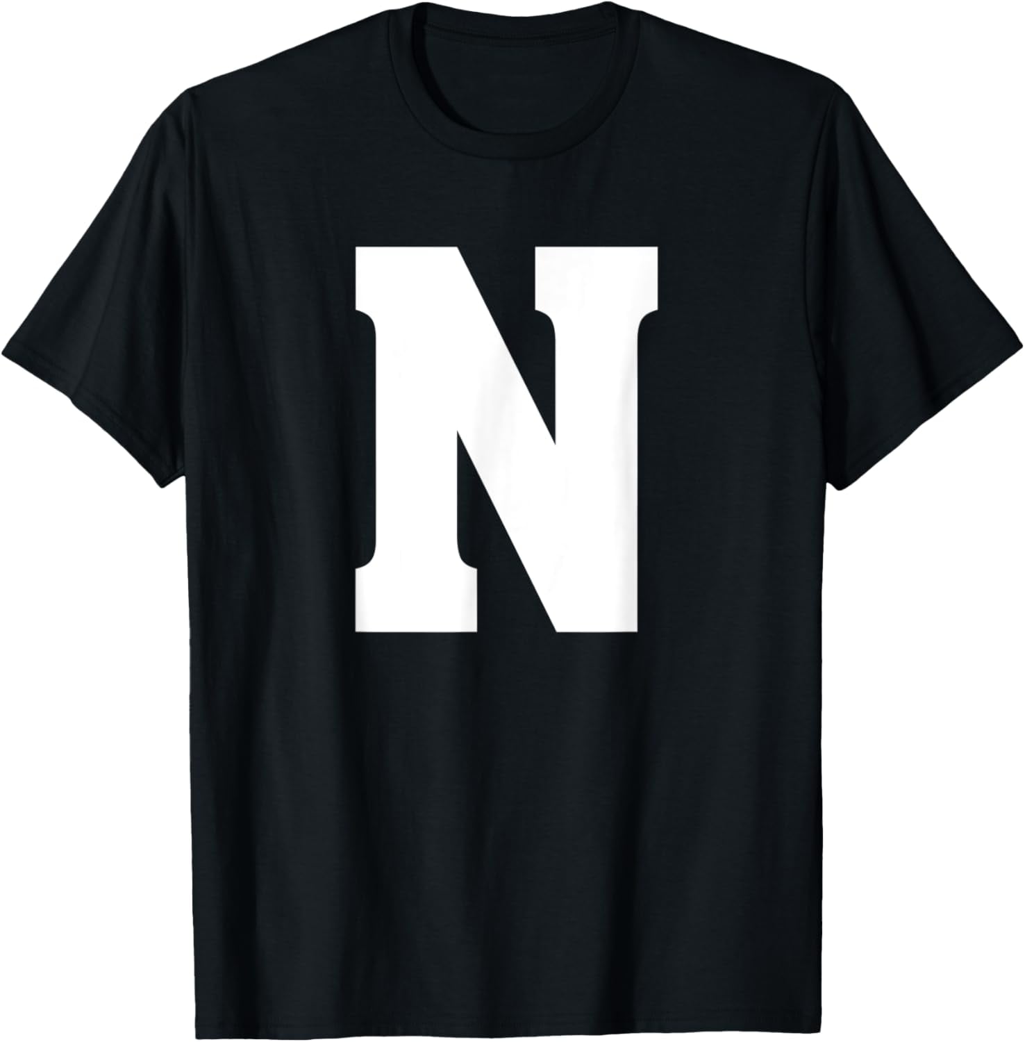 t-shirt Letter N Shirt Alphabet Capital Letter T-Shirt mens，black，women ...