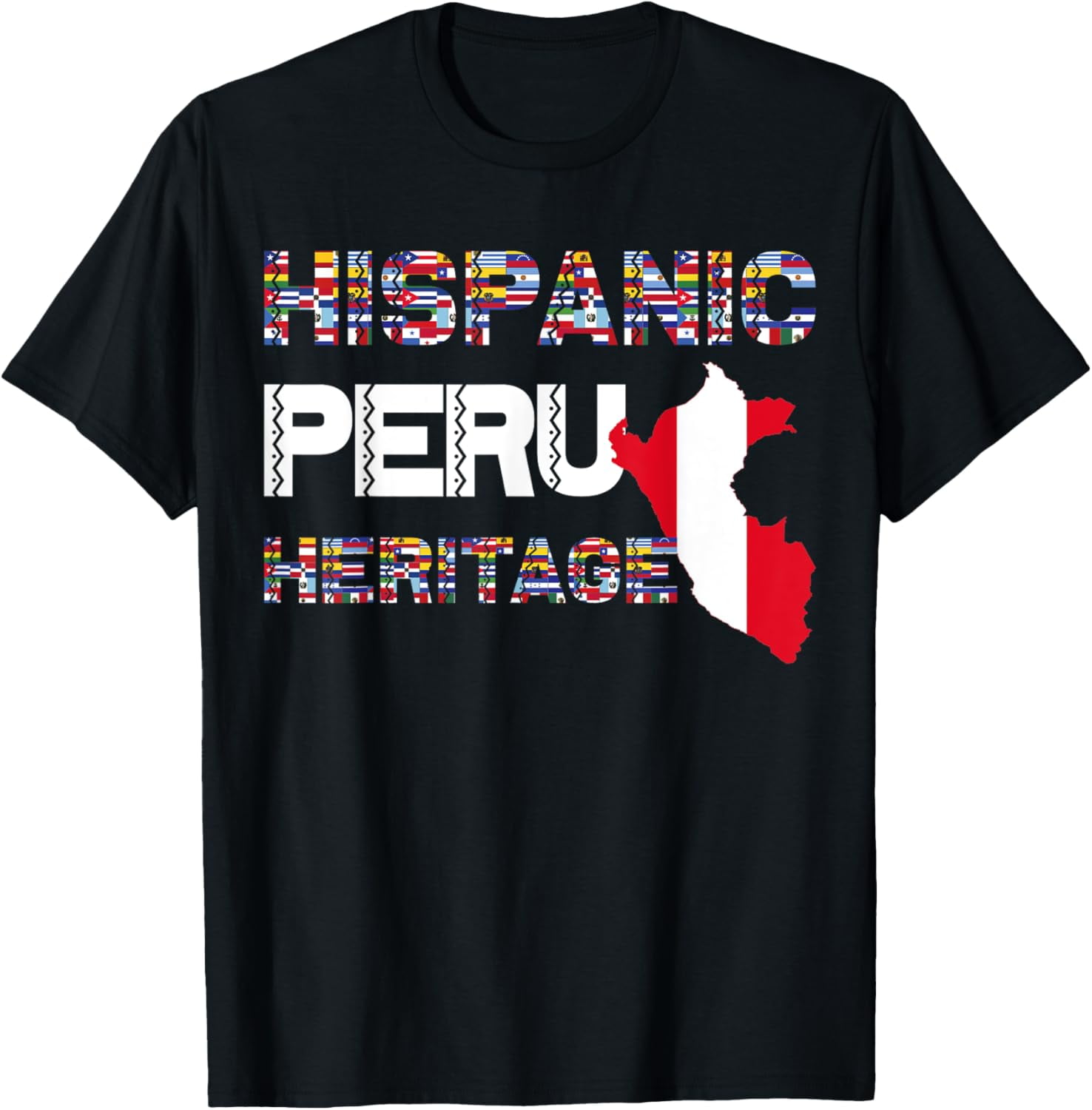 t-shirt National Hispanic Heritage Month Peru Flag Peruvian T-Shirt ...