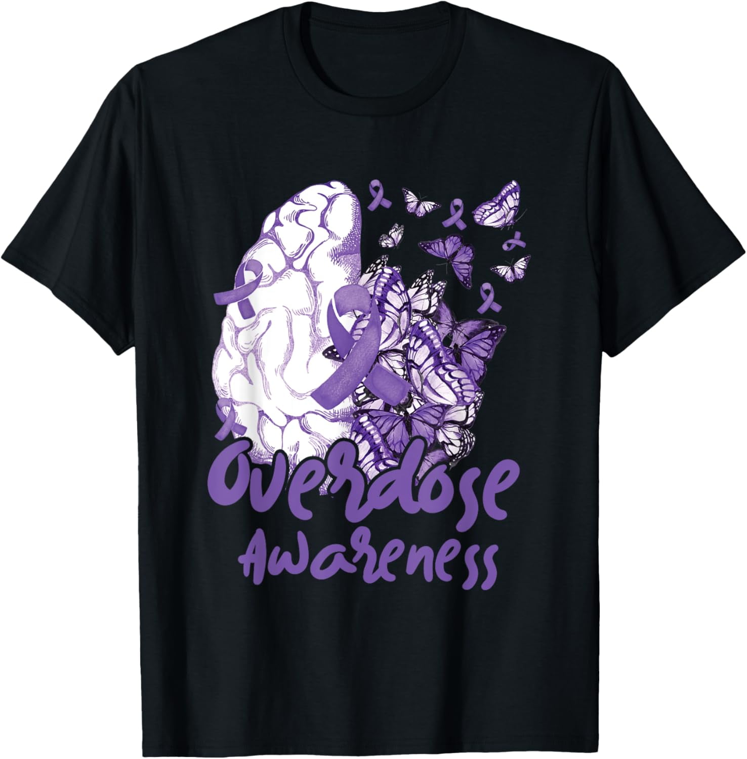 t-shirt Overdose Awareness Purple Ribbon Drug Addiction T-Shirt ...