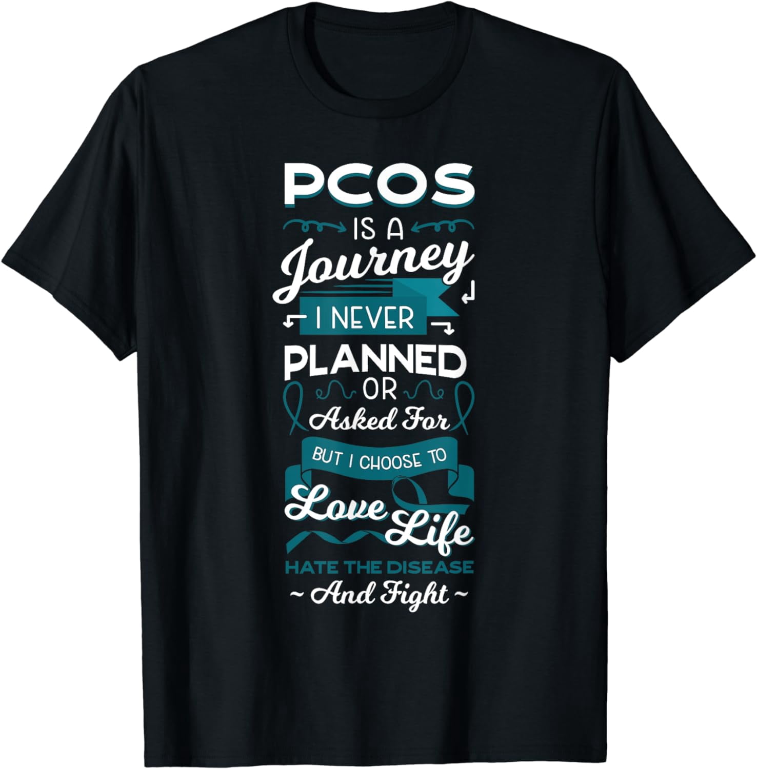 t-shirt PCOS Fighter Polycystic Ovary Syndrome Teal Velvety Skin t ...