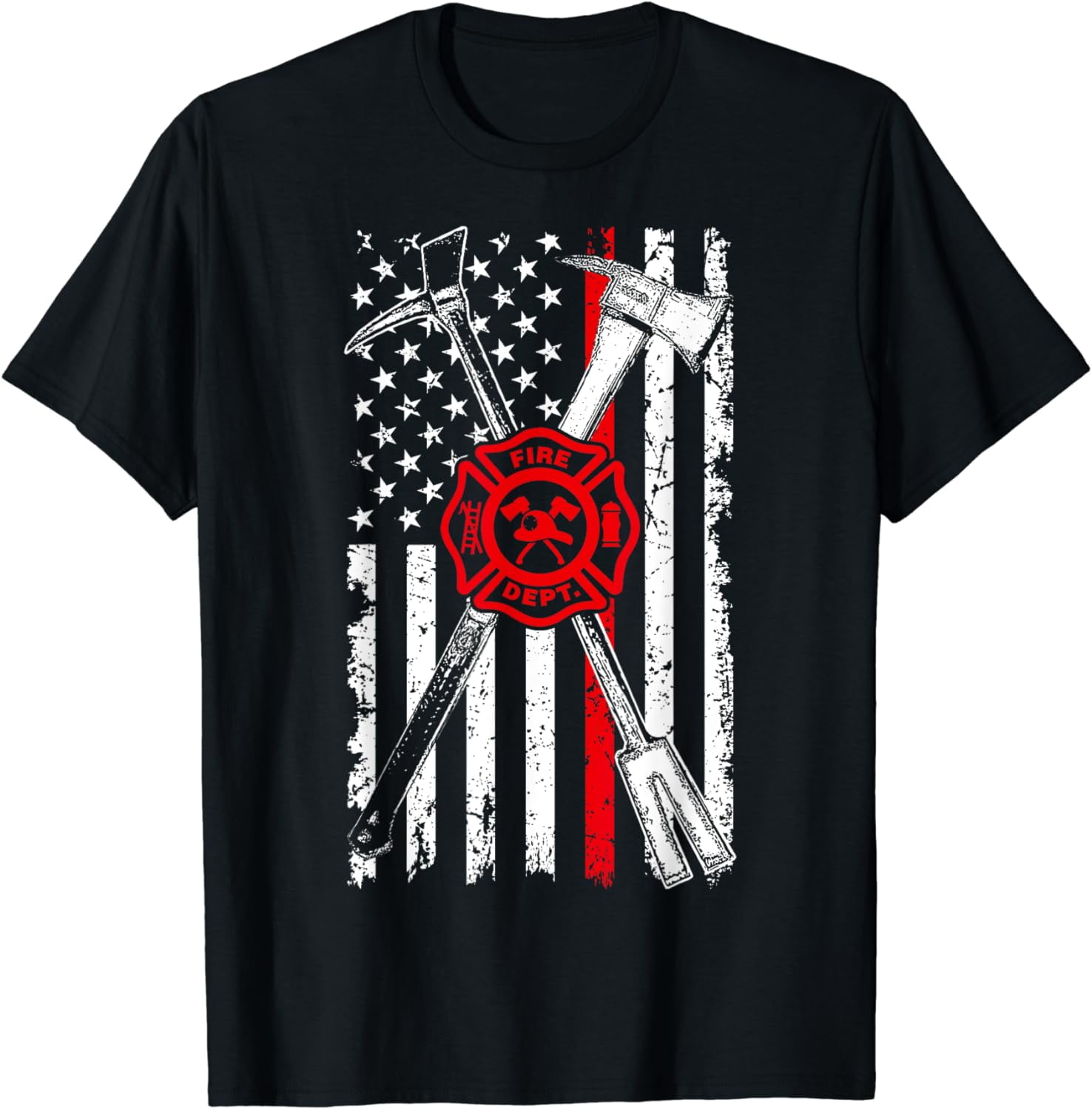 t-shirt Patriotic Design Axe Halligan Thin Line Red Firefighter T-Shirt ...