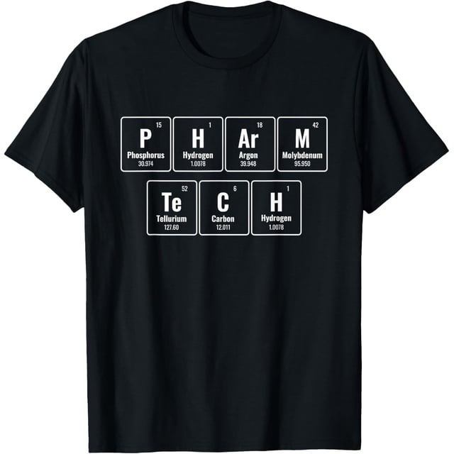 t-shirt Periodic Table Of Elements Pharmacy Technician Pharmacist T ...