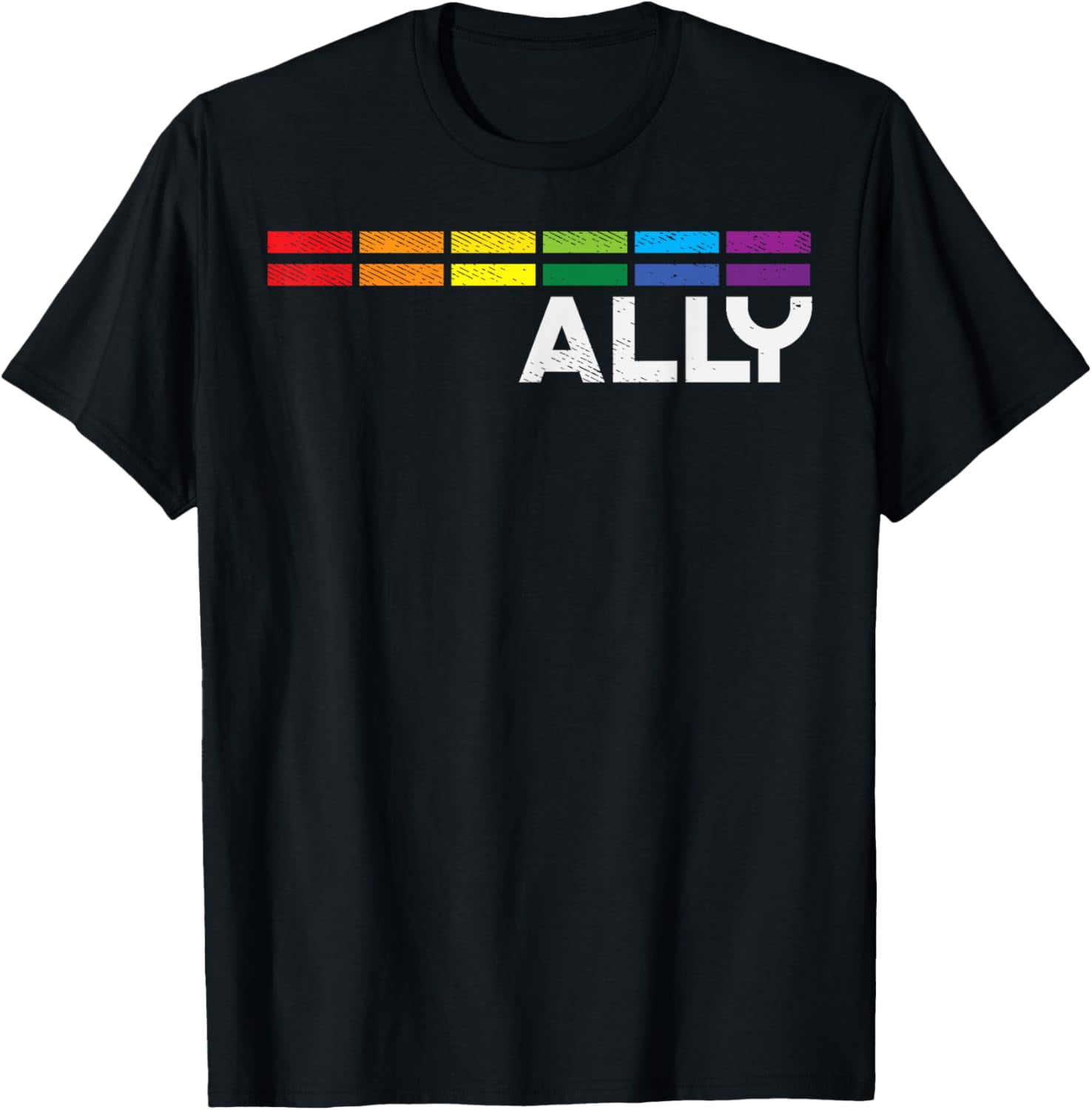 t-shirt Proud Ally Bars Equality LGBTQ Rainbow Flag Gay Pride Ally T ...