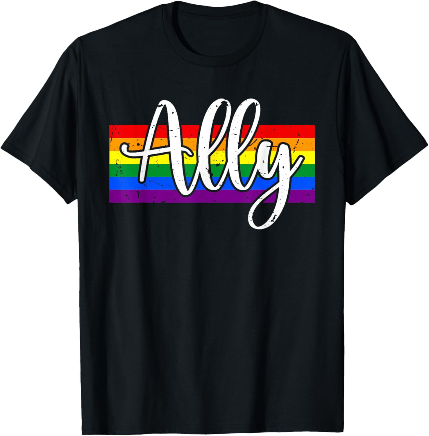 t-shirt Proud Ally Bars Equality LGBTQ Rainbow Flag Gay Pride Ally T ...