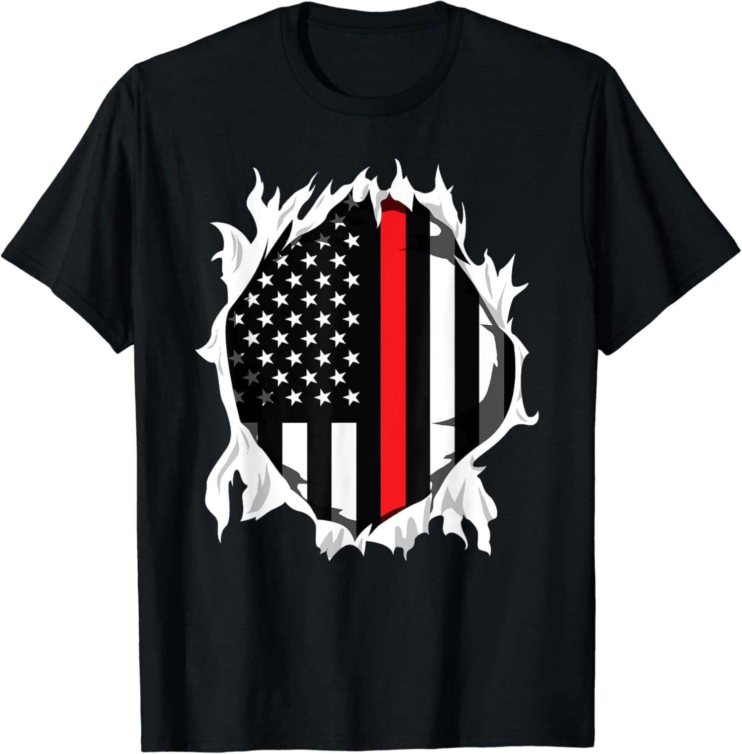 t-shirt Red Line American Flag USA Firefighter Fireman Fire Dept. T ...