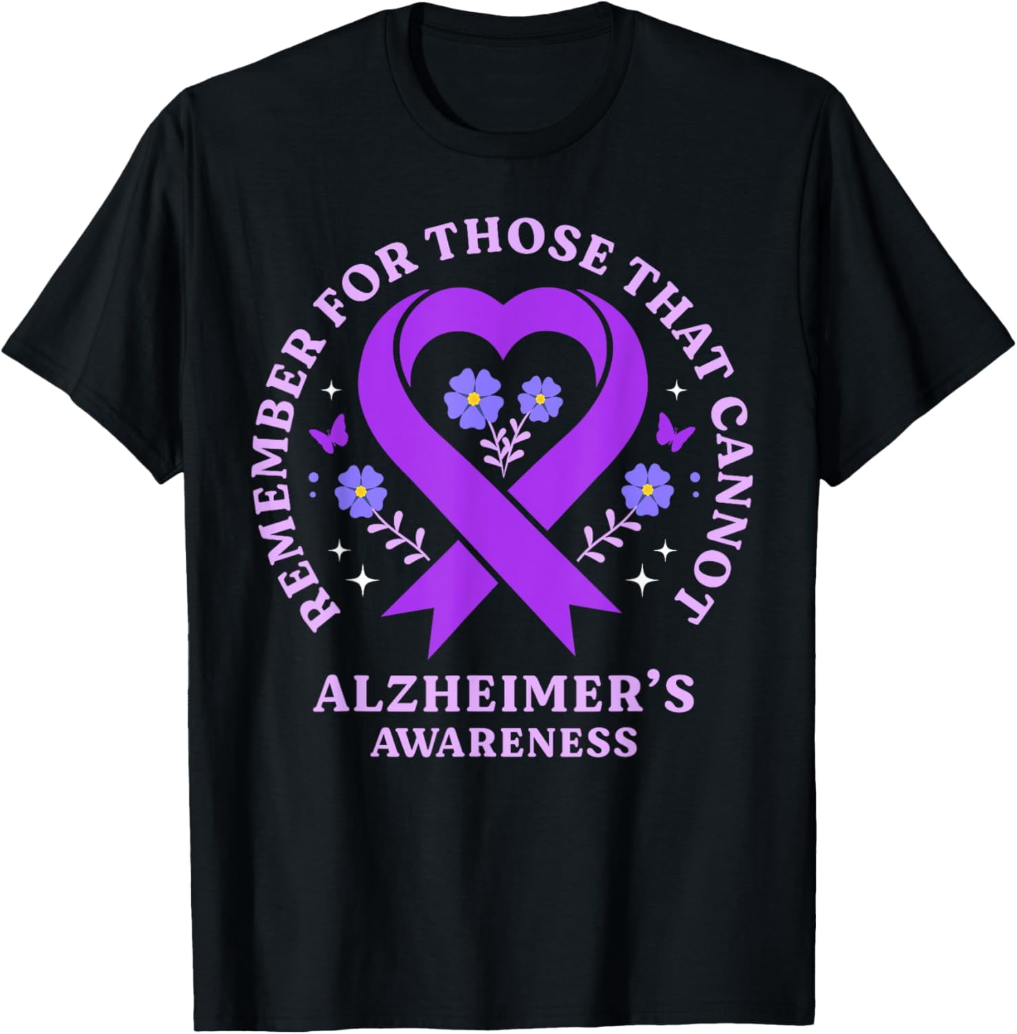 t-shirt Remember For Those That Cannot Alzheimer's Awareness Ribbon T ...