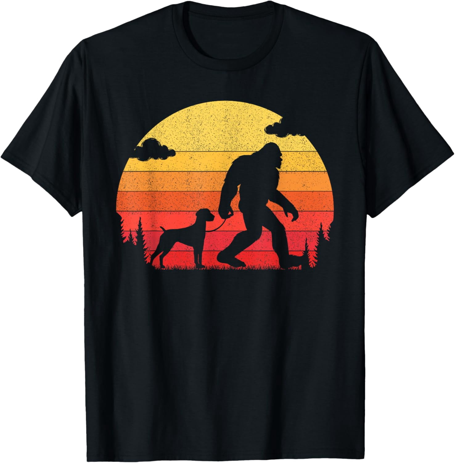 t-shirt Retro Bigfoot Walking German Shorthaired Pointer Dog T-Shirt ...