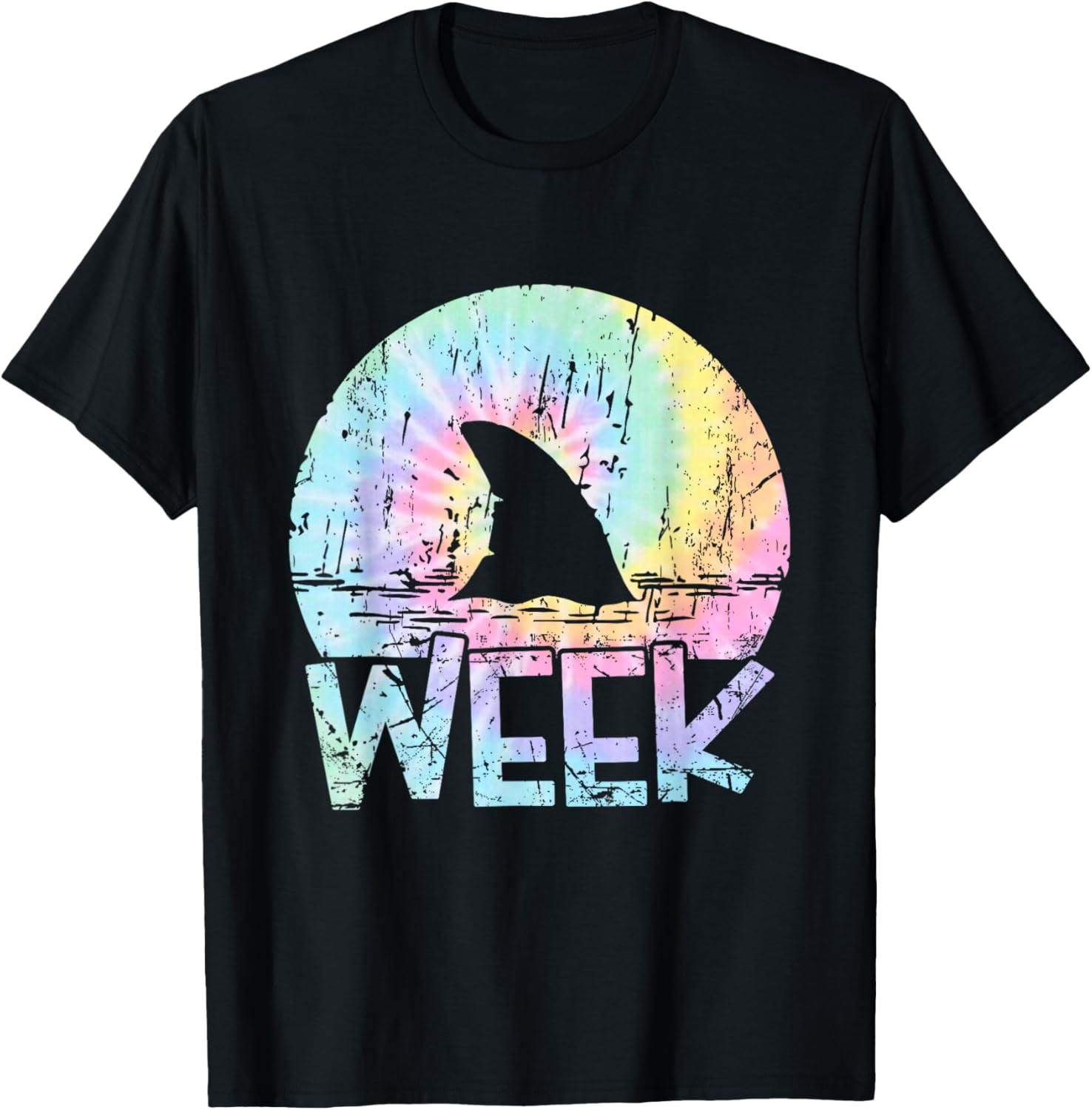 t-shirt Retro Shark Fin Week 2023 Shark Lover Ocean Wildlife Tie Dye T ...