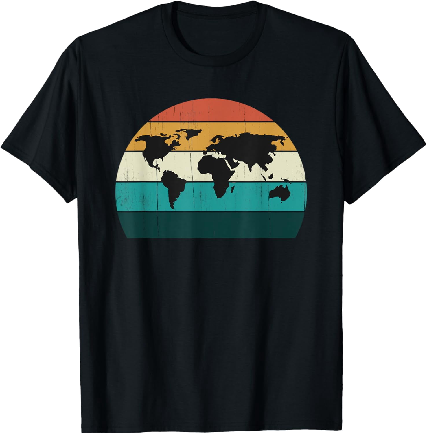 t-shirt Retro World Map: Cool Vintage Sunset World Globe Cartography T ...