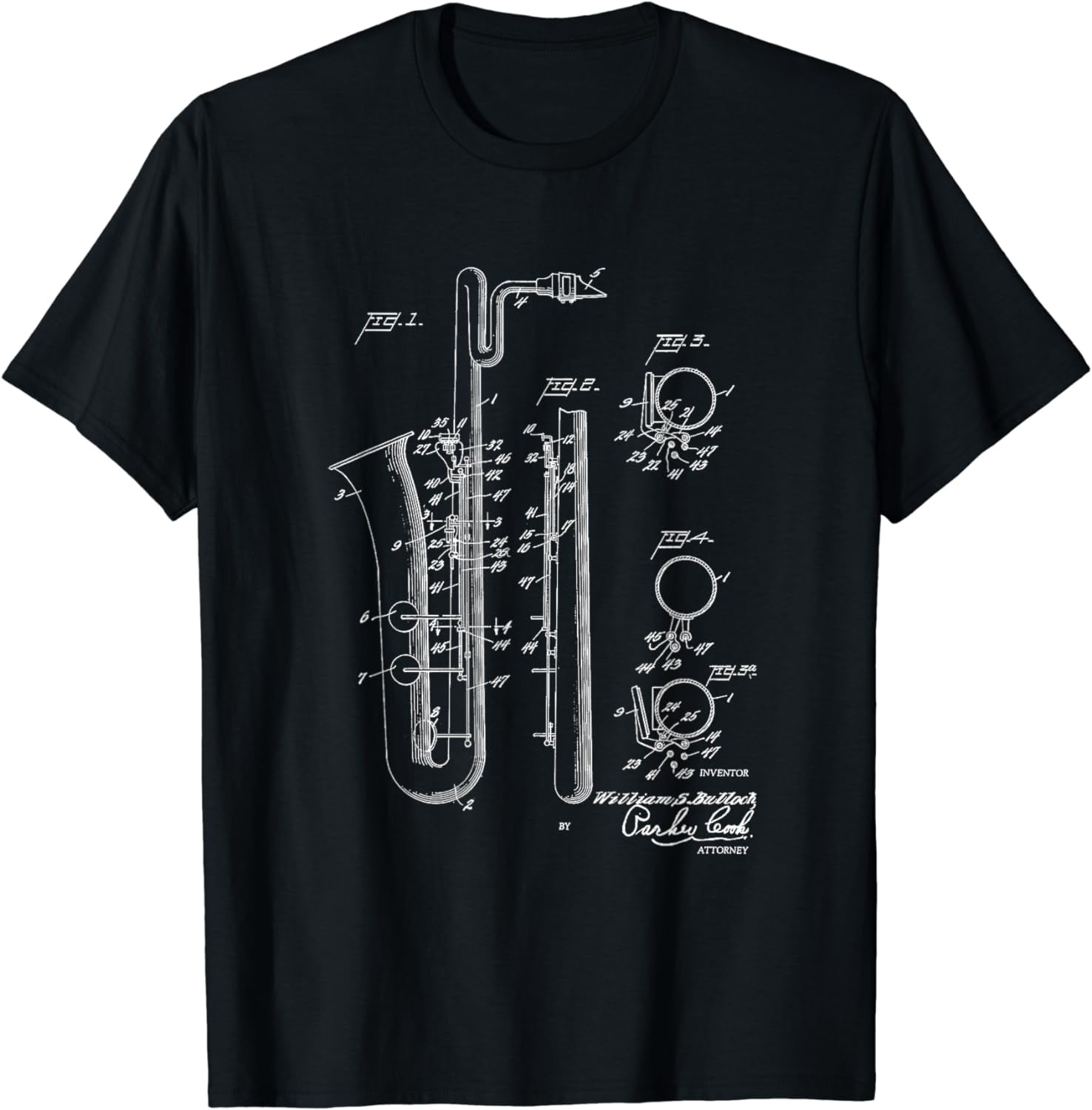 t-shirt Saxophone Bari Sax Patent Style Cool Saxophonist t-shirt mens t ...