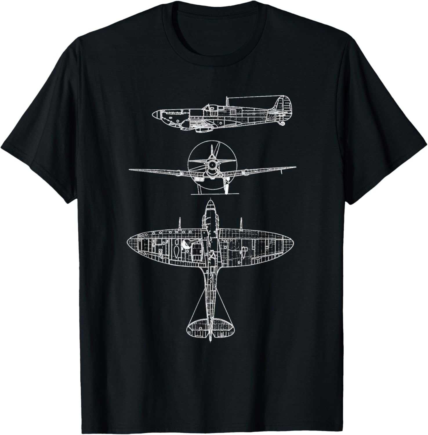 t-shirt Spitfire Iconic British Airplane Blueprint Design T-Shirt ...