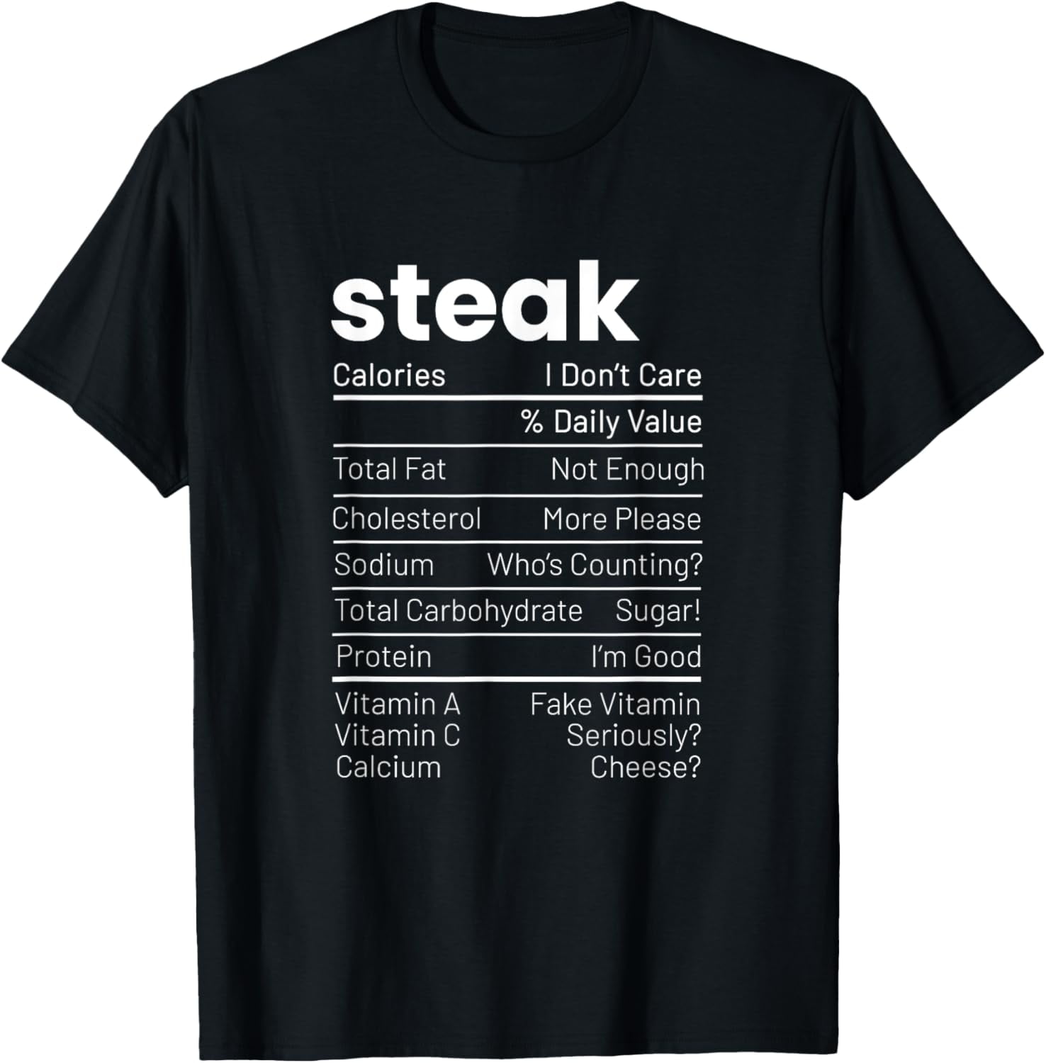 t-shirt Steak Nutrition Facts Meat Lover Nutrition Facts T-Shirt mens ...