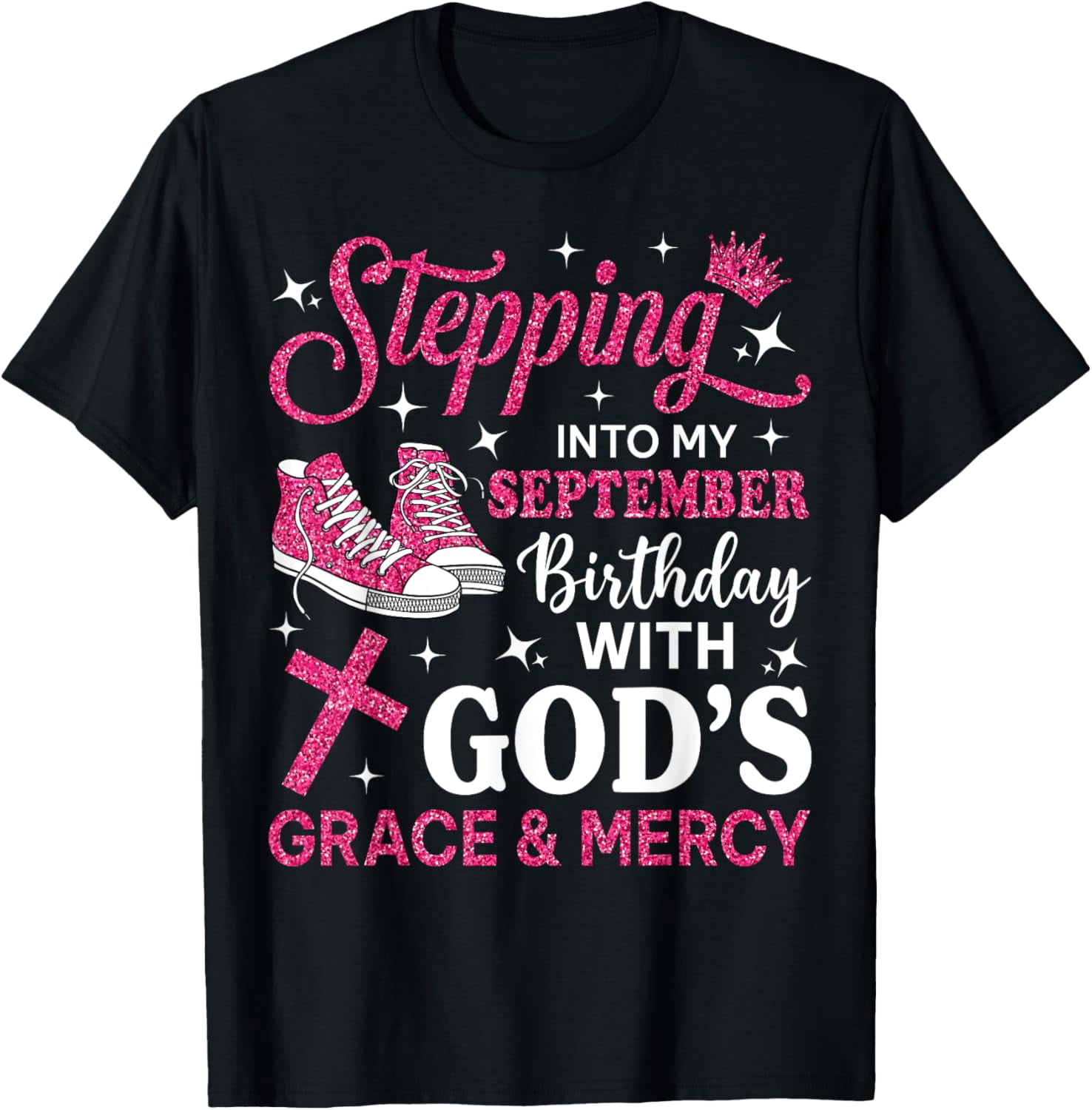 t-shirt Stepping Into My September Birthday Women Girl Pink Sneakers T ...
