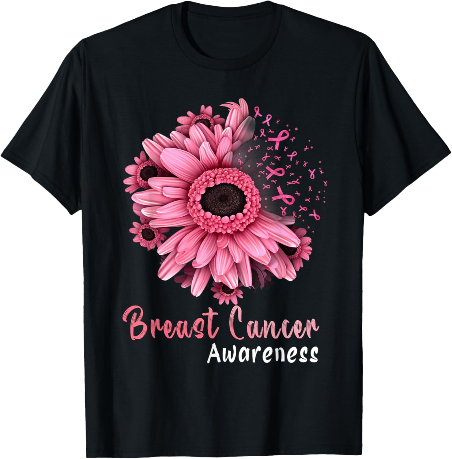 t-shirt Sunflower Breast Cancer Awareness Pink Ribbon In October T ...