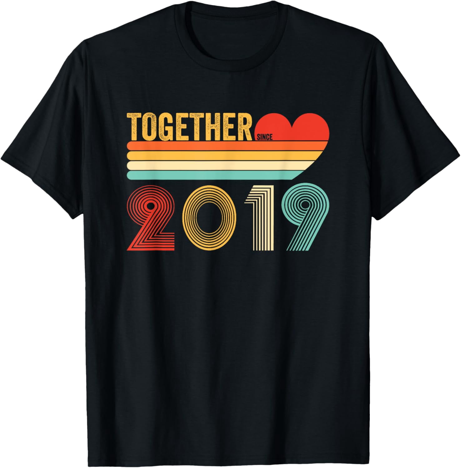 t-shirt Together Since 2019 Shirt Retro Couple 3rd Anniversary T-Shirt ...