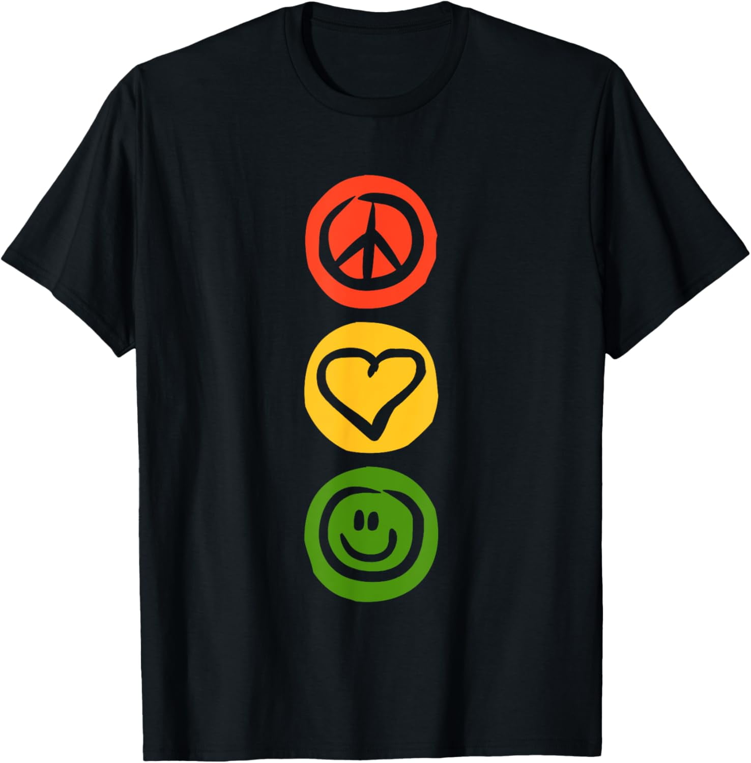 t-shirt Traffic light with peace, love and happiness signs T-Shirt mens ...