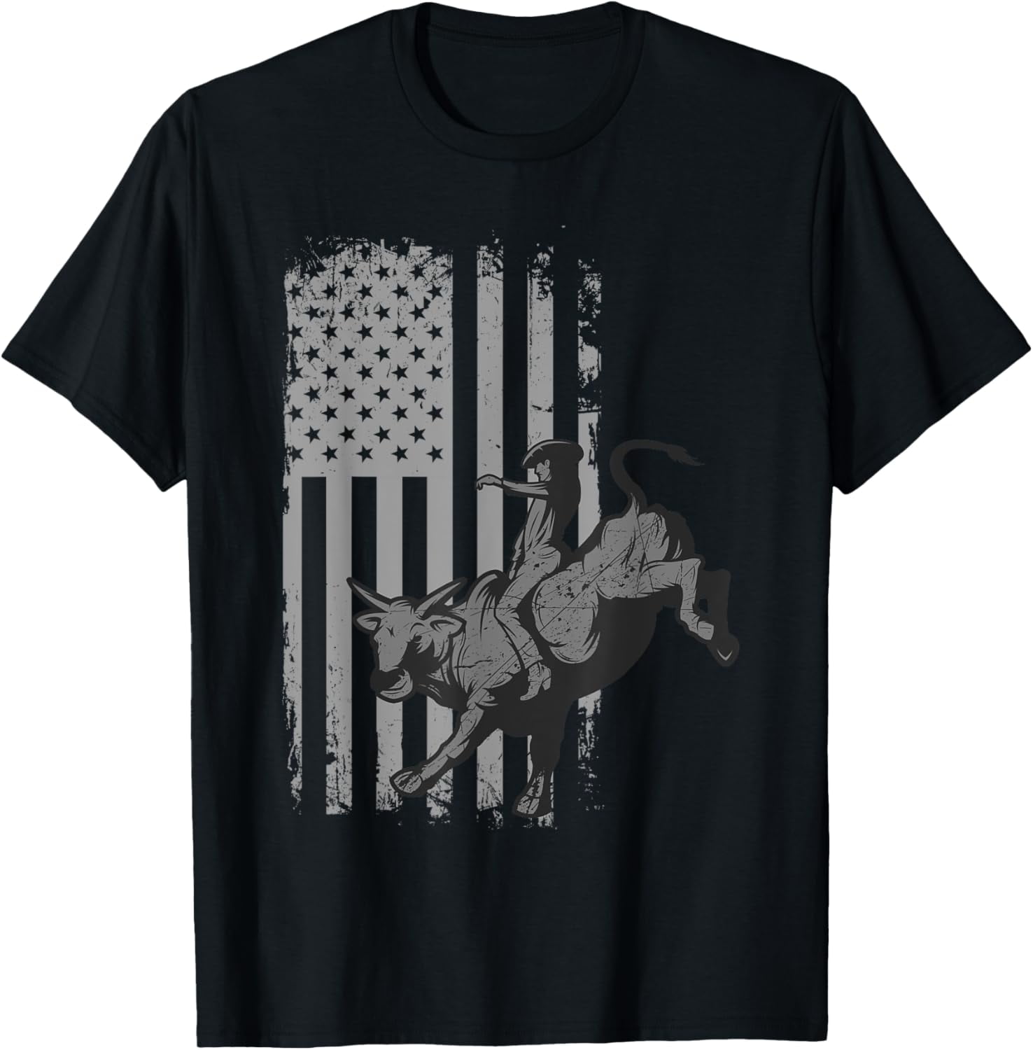 t-shirt Vintage American Flag Bucking Bull Riding Patriotism Rodeo T ...