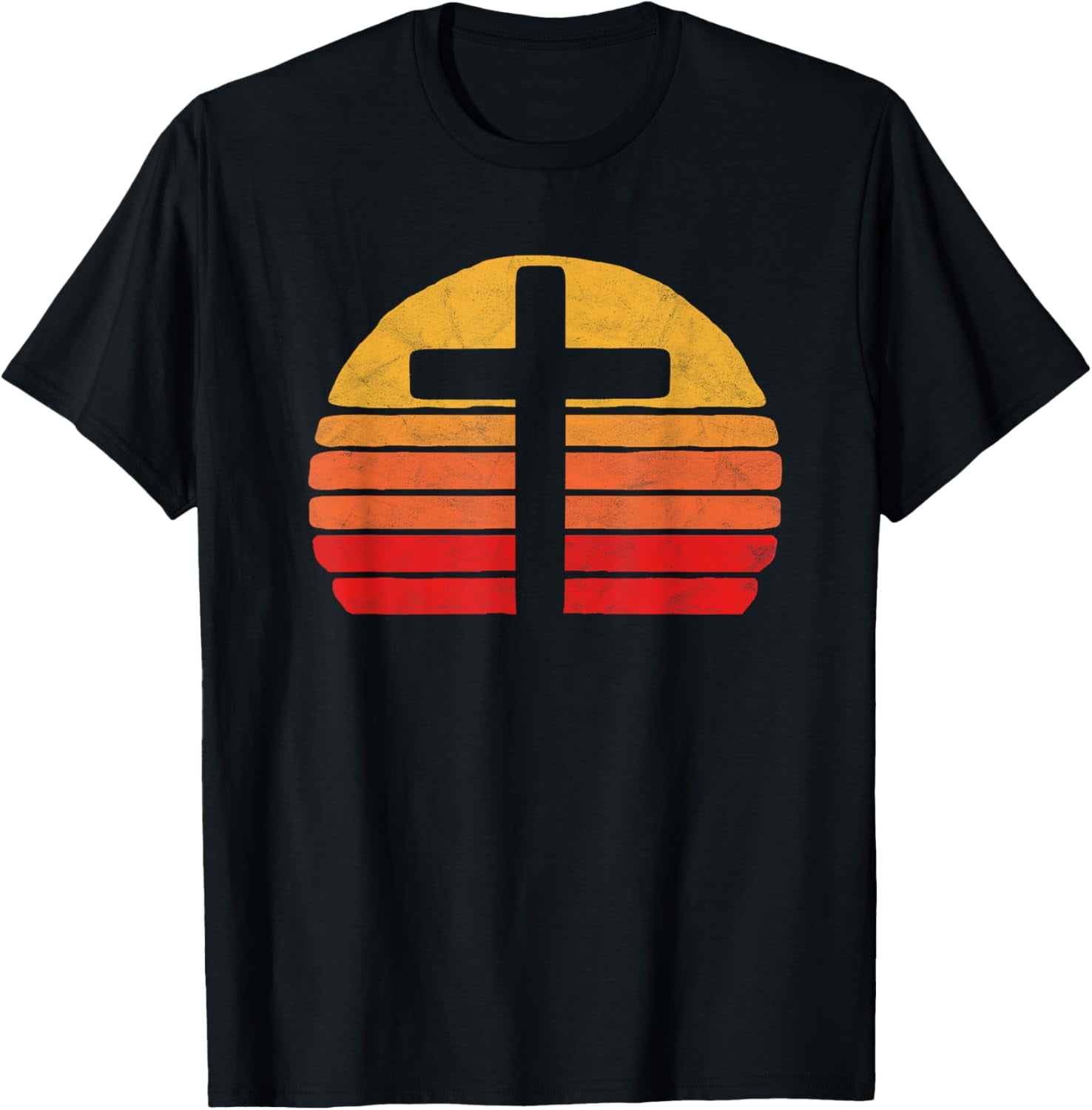 t-shirt Vintage Christian Cross Retro 80's Style Sun Minimalist T-Shirt ...