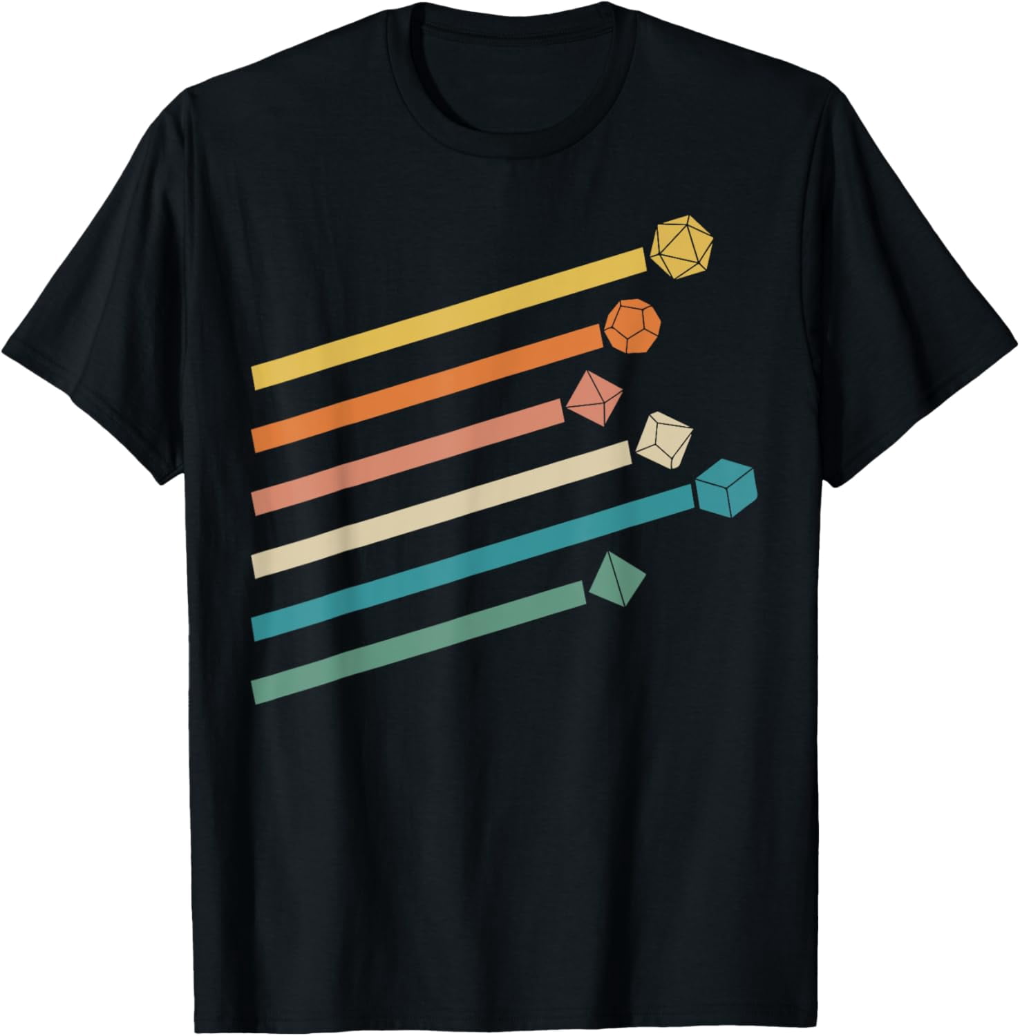 t-shirt Vintage Minimalist Geeky Polyhedral Falling Retro Rainbow T ...