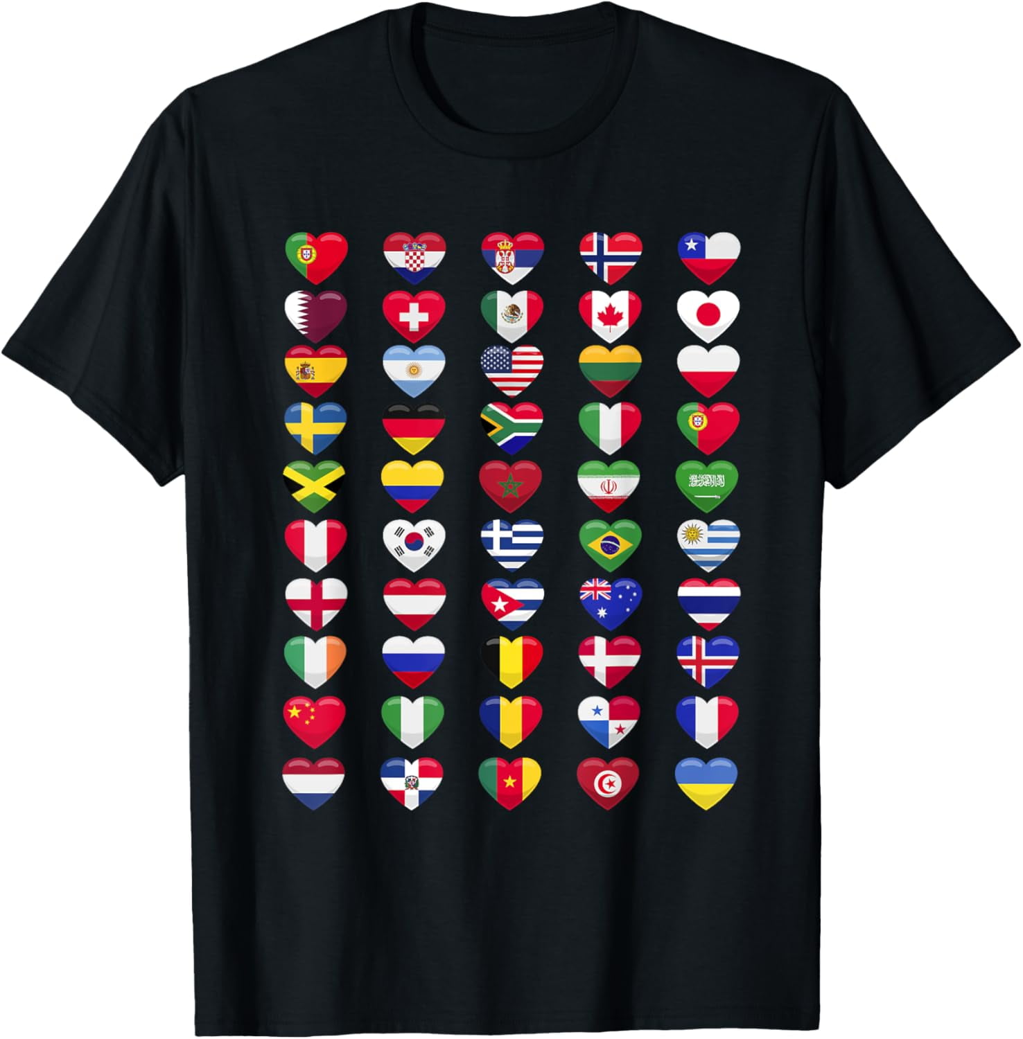 t-shirt 50 Heart-shaped Country Flags Flags of the Countries 50 Flag T ...