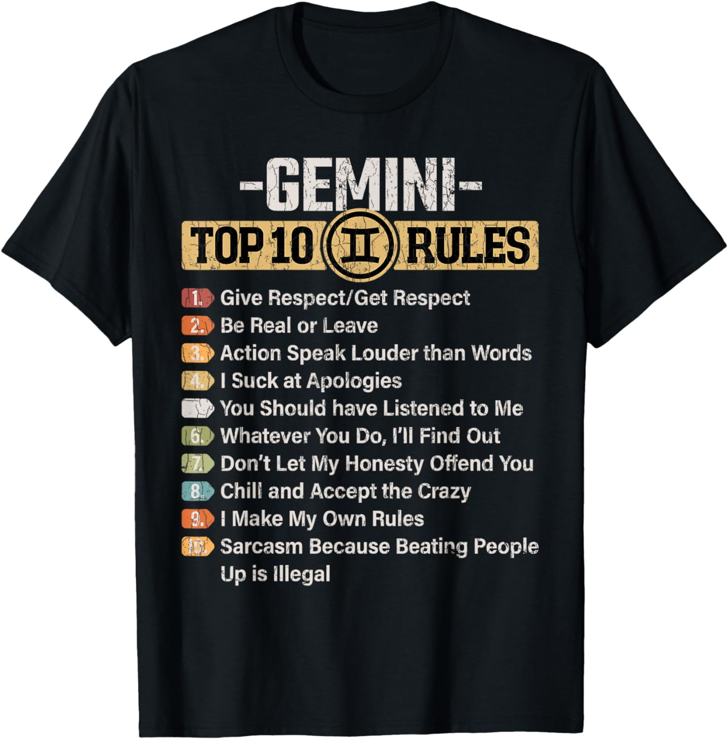 t-shirtZodiac Sign Funny Top 10 Rules Of Gemini Graphic T-Shirt mens t ...